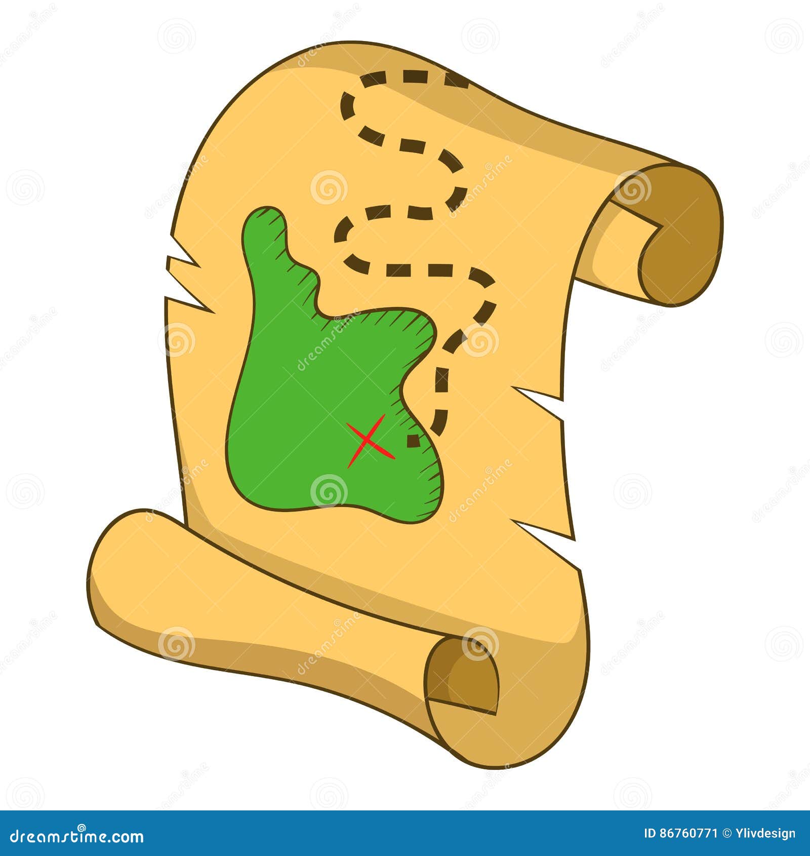 Map on Vintage Icon, Cartoon Style Stock Vector - Illustration of ...