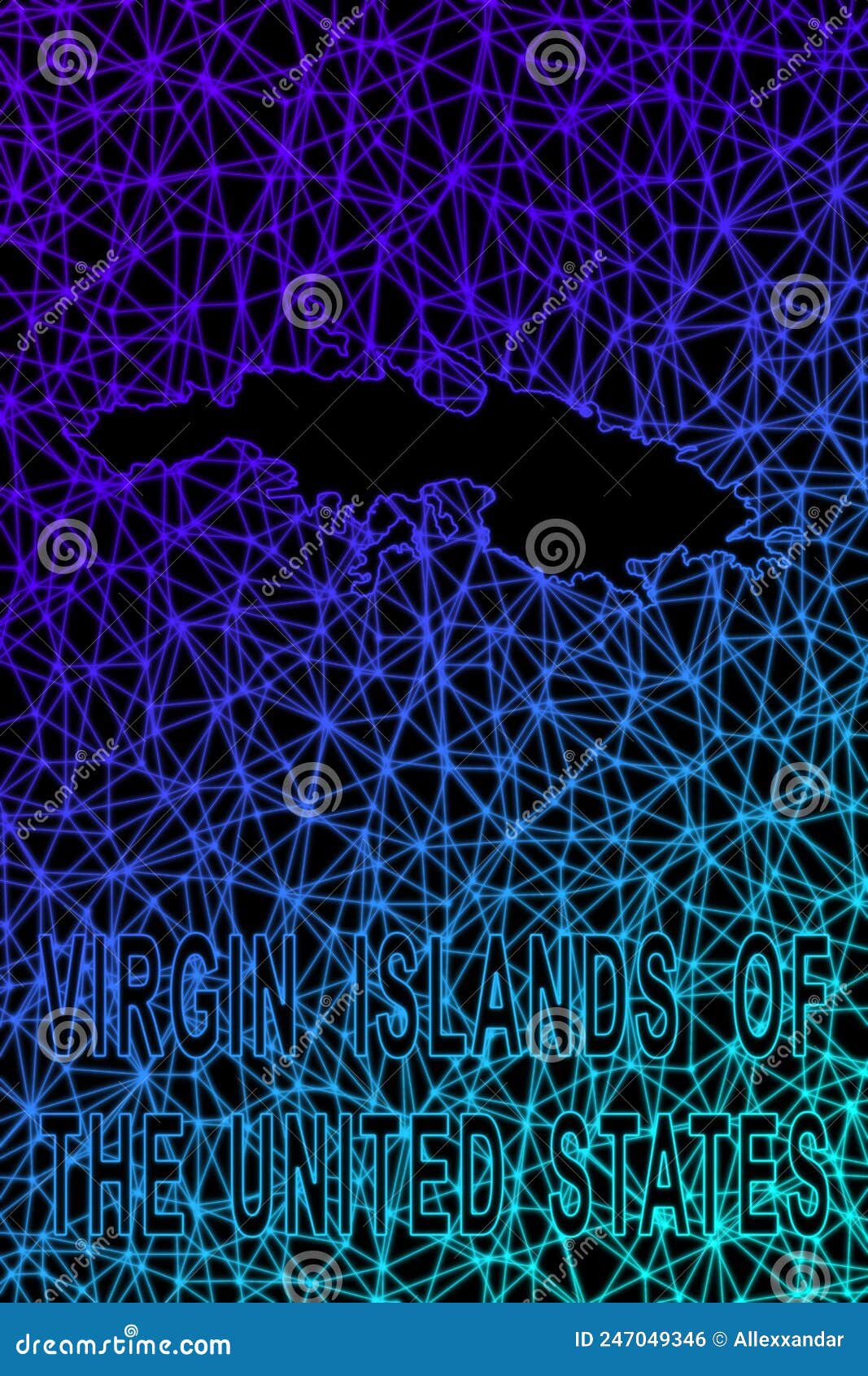 Map of Virgin Islands US, Polygonal Mesh Line Map Stock Illustration ...
