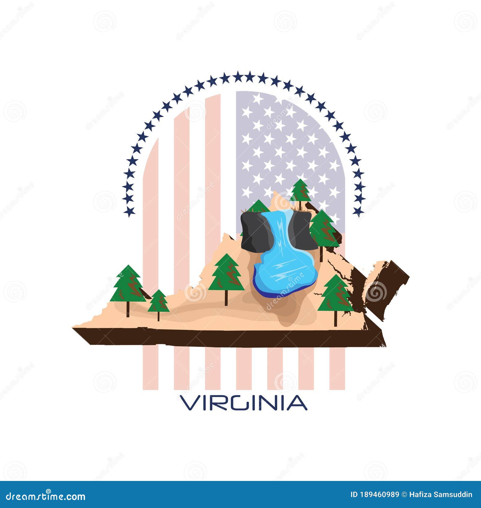 Map of Virginia State. Vector Illustration Decorative Design Stock ...