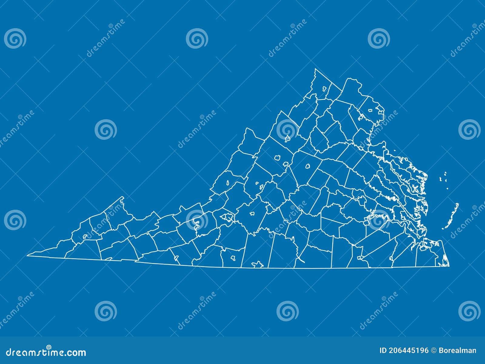 Map of the Virginia stock vector. Illustration of design - 206445196