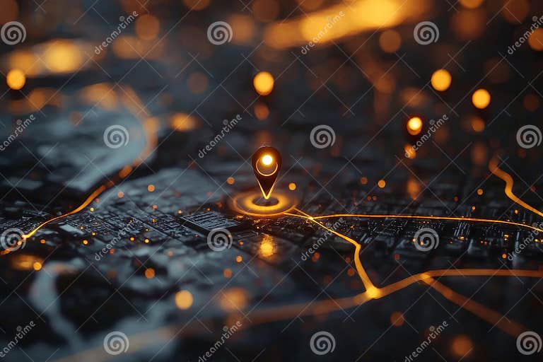 Map with Virtual Path To the Destination Point in the Navigation System ...