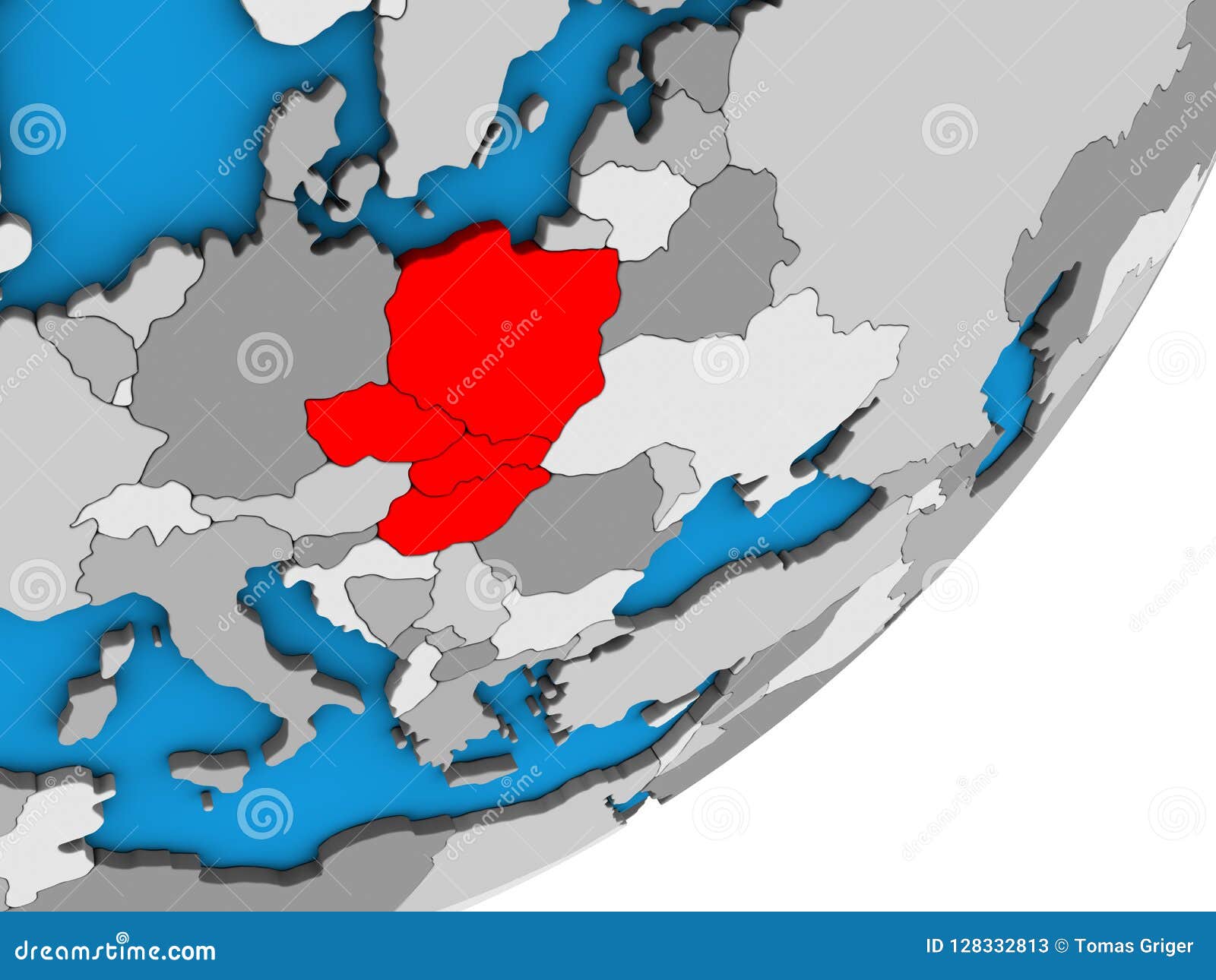 Map of Visegrad Group on 3D Globe Stock Illustration - Illustration of ...