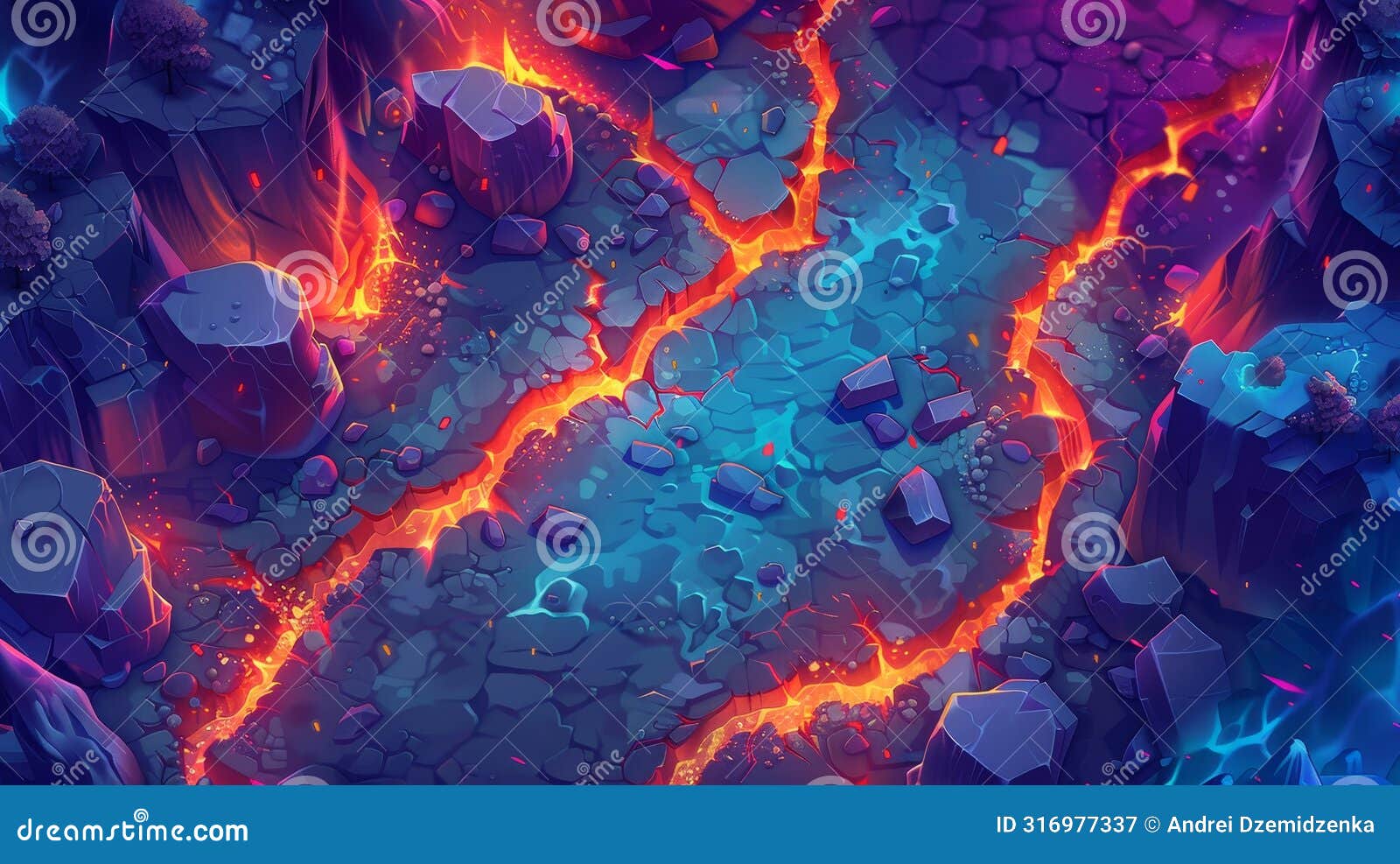 Map of Volcanic Road in Mobile Game Level. Gui Volcanic Eruption with ...