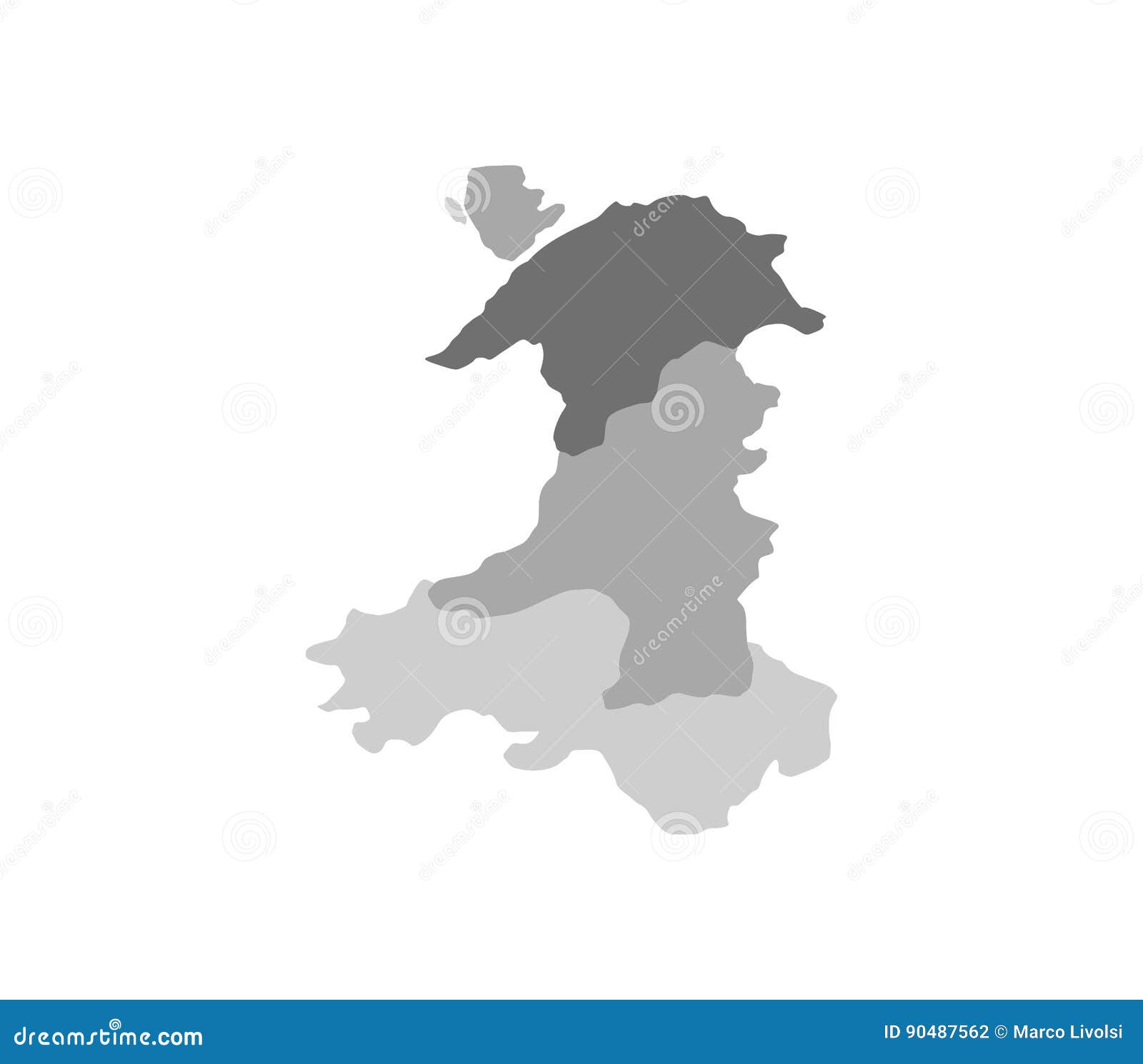Map of Wales with the Regions Illustrated Stock Illustration ...