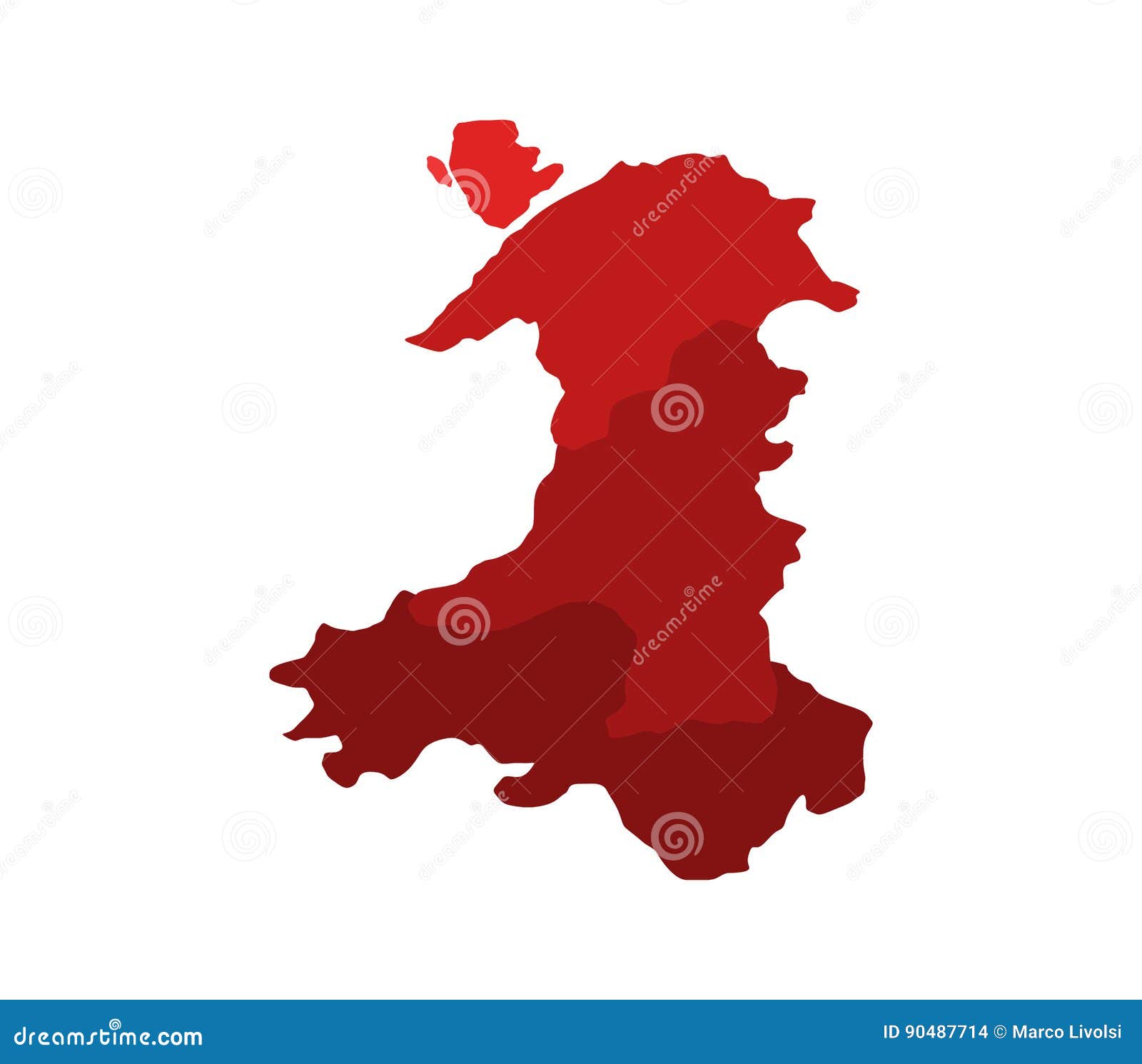 Map of Wales with the Regions Illustrated Stock Illustration ...