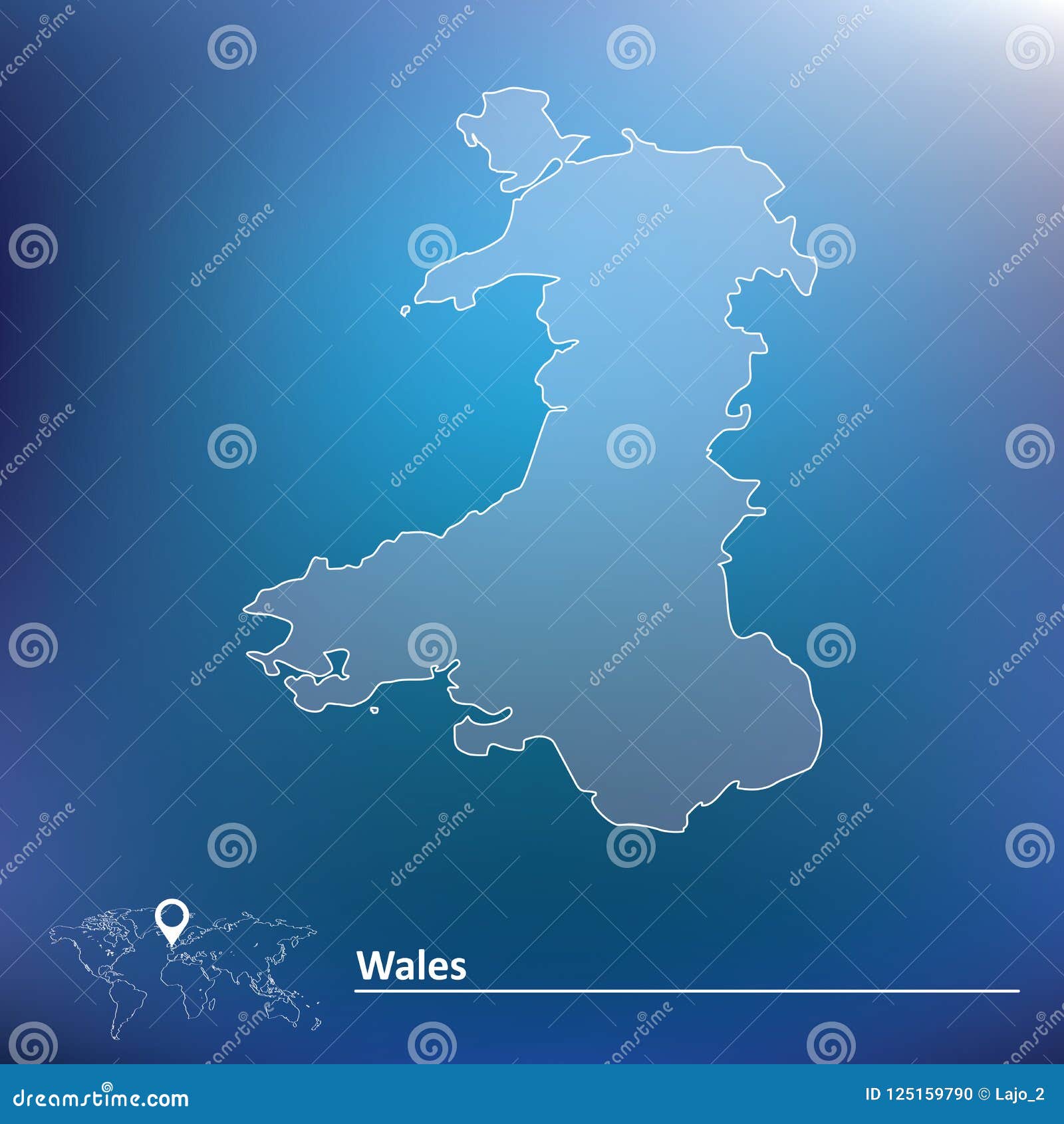 Map of Wales stock vector. Illustration of shape, icon - 125159790