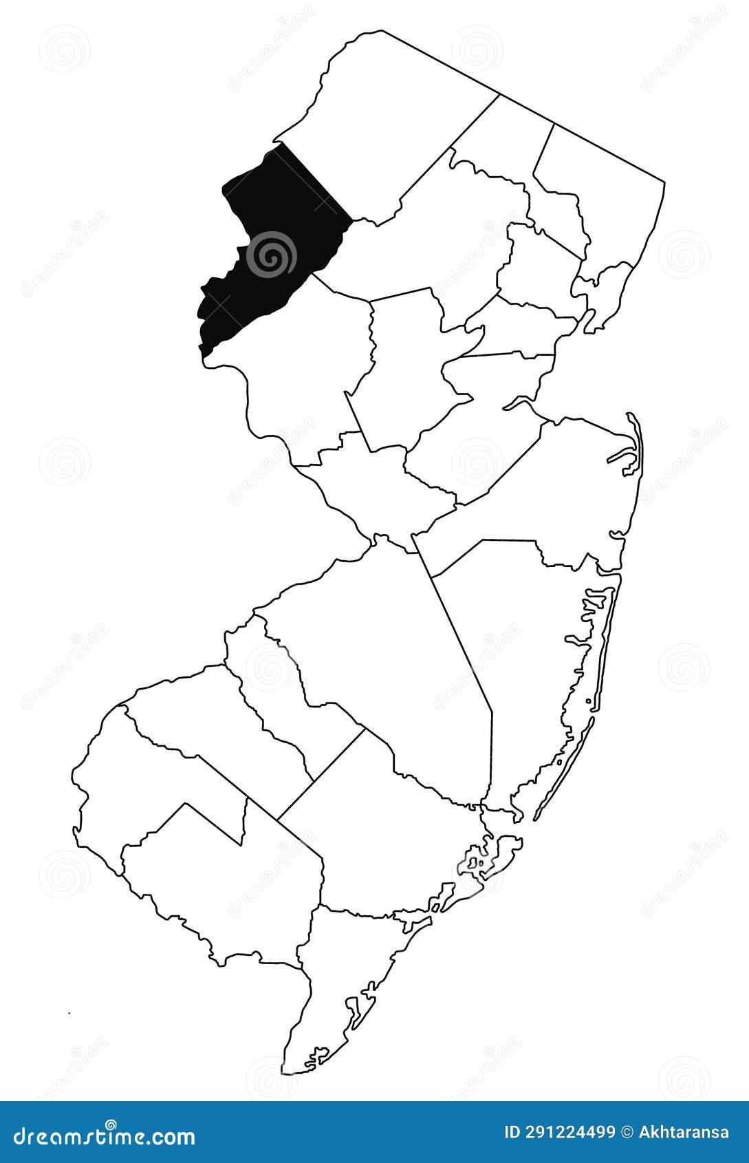 Map of Warren County in New Jersey State on White Background. Single ...