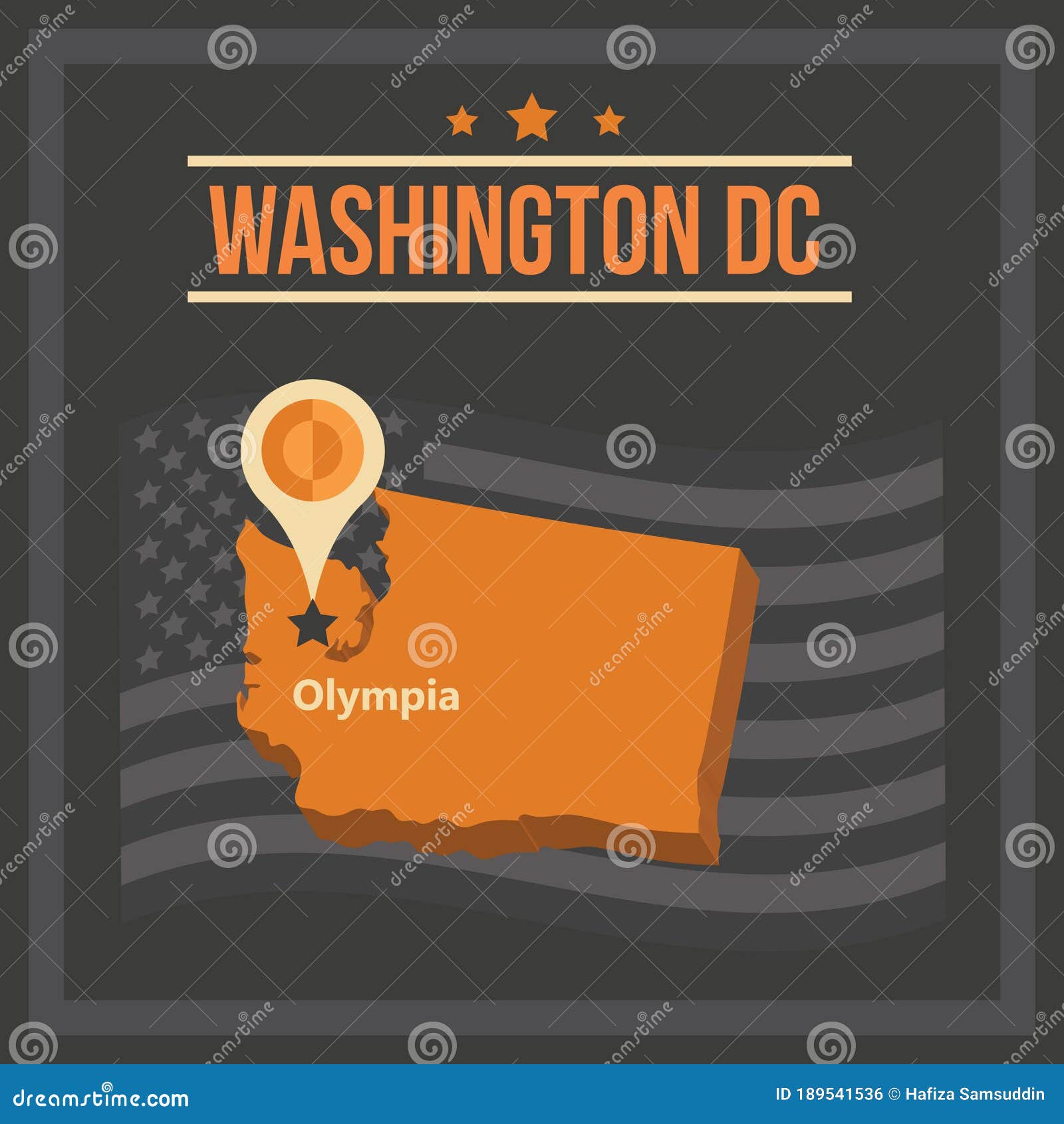 Map of Washington Dc State. Vector Illustration Decorative Design Stock ...