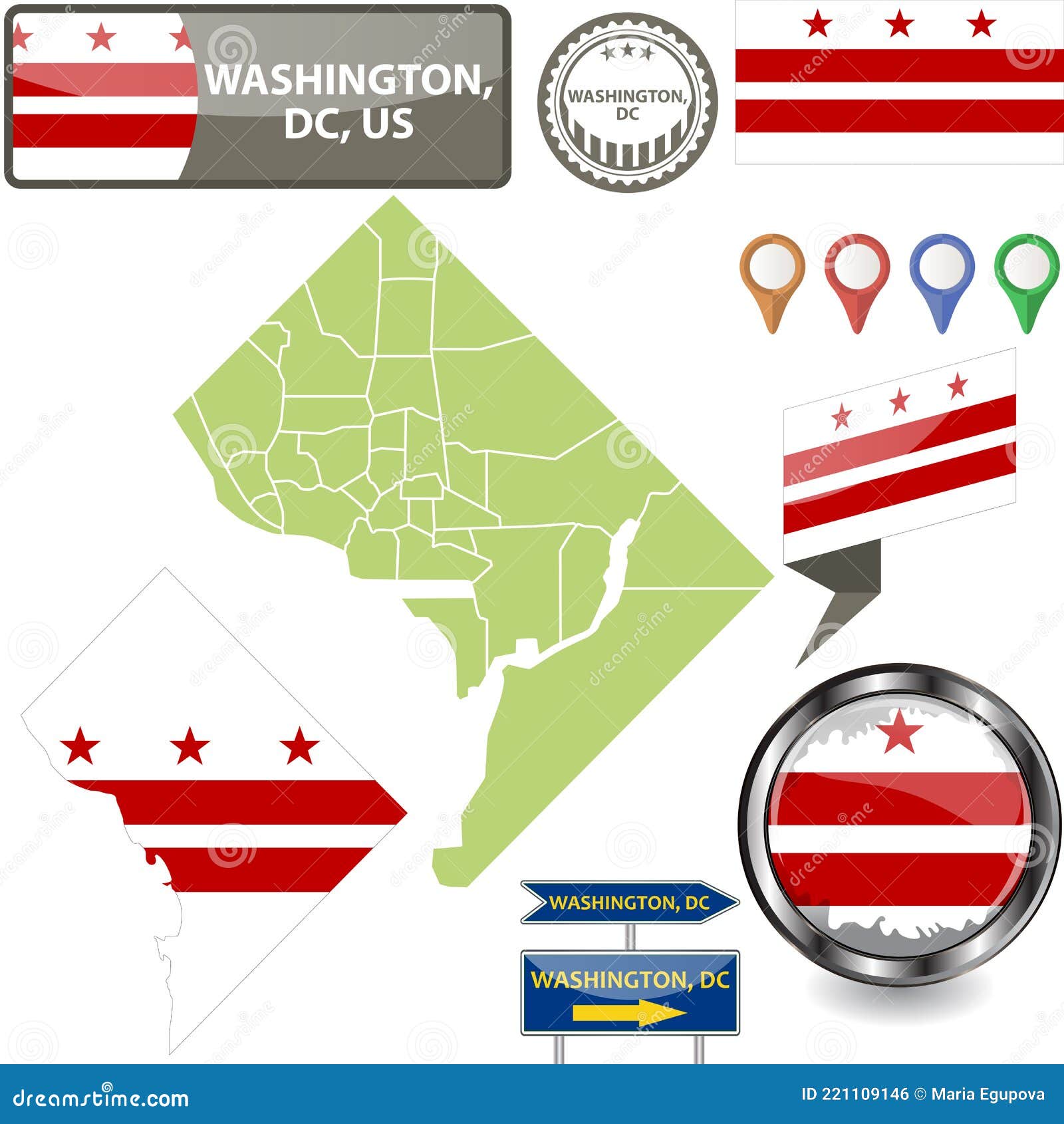 Map of Washington, DC, US stock vector. Illustration of travel - 221109146