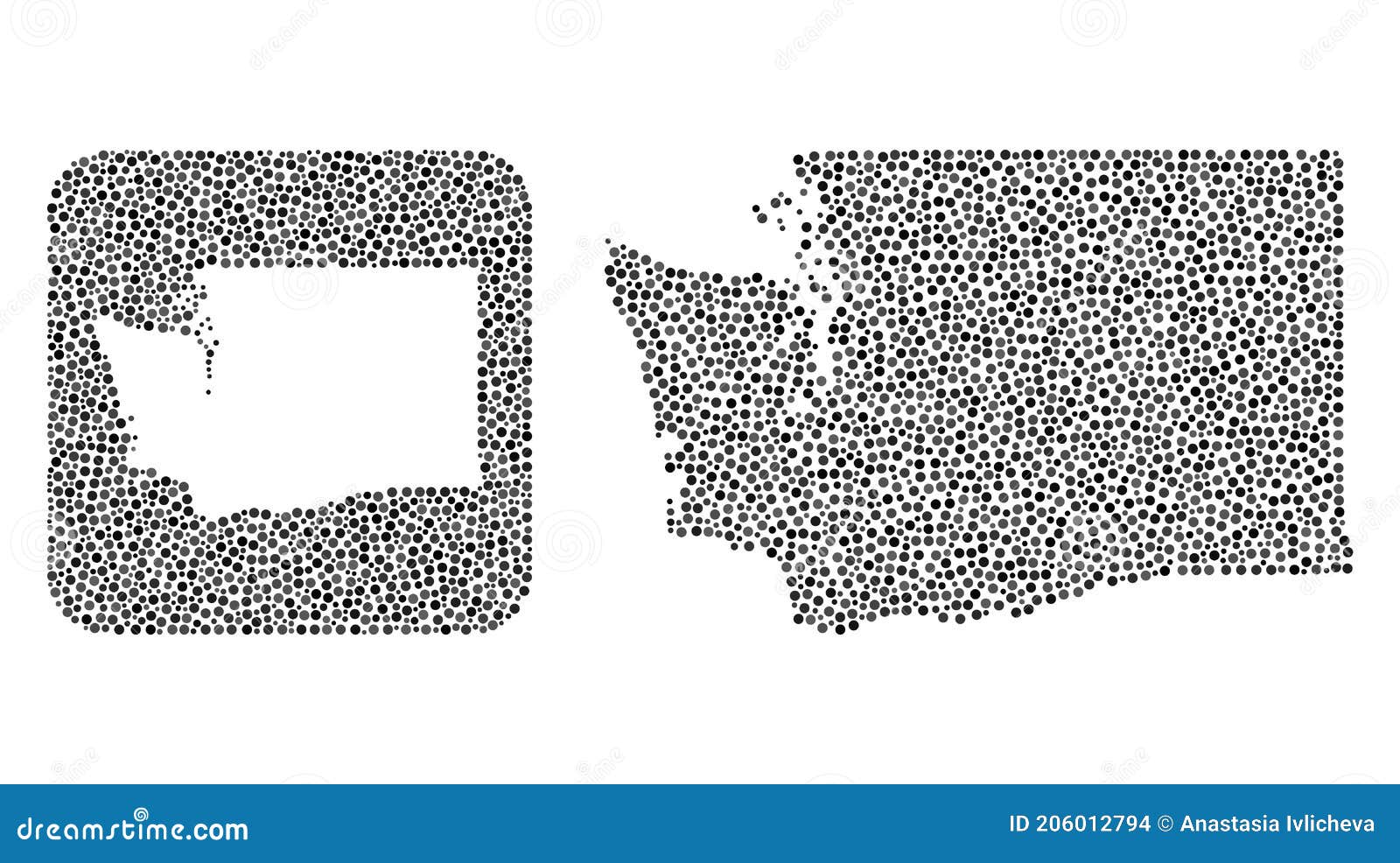 Map of Washington State - Dot Collage with Subtracted Space Stock ...