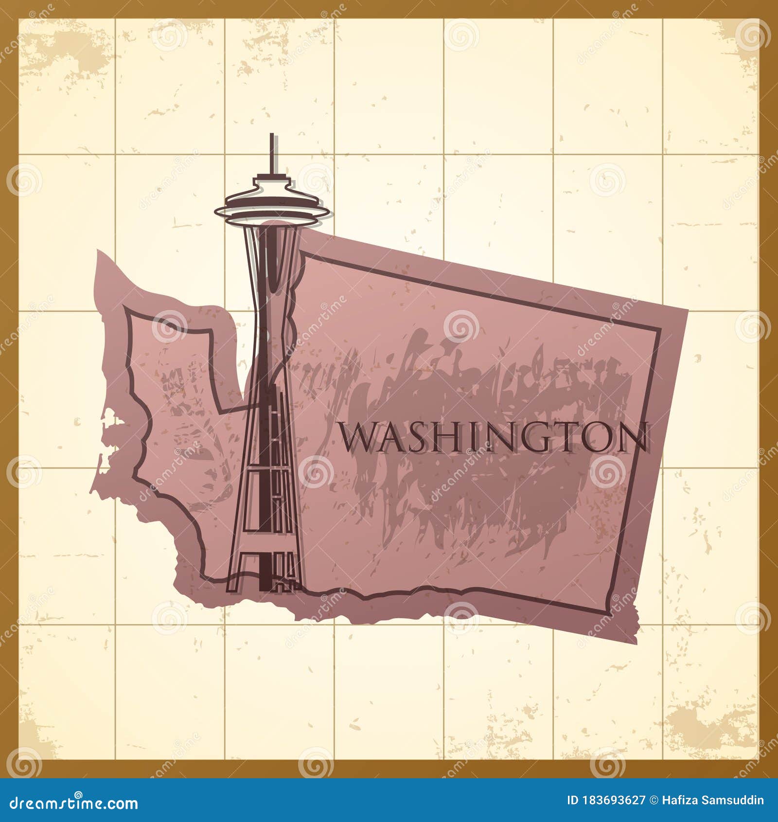 A map of Washington state. editorial photography. Illustration of ...