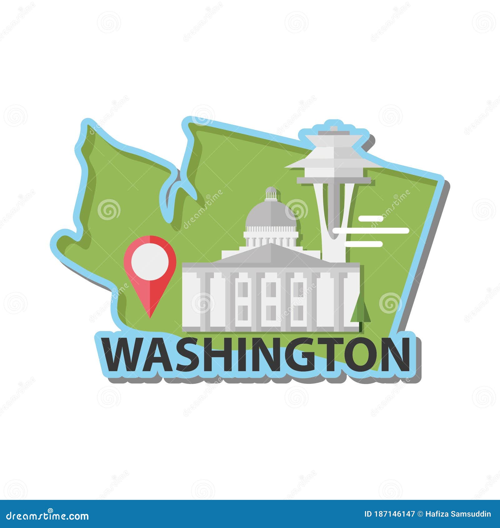 Map of Washington State. Vector Illustration Decorative Design Stock ...