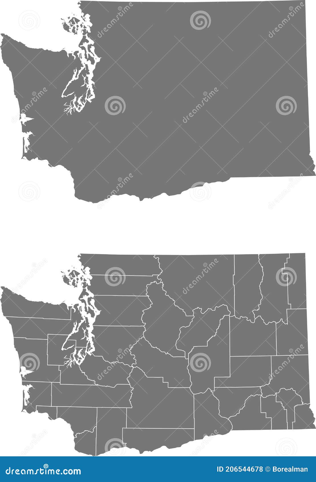 Map of the Washington stock vector. Illustration of design - 206544678