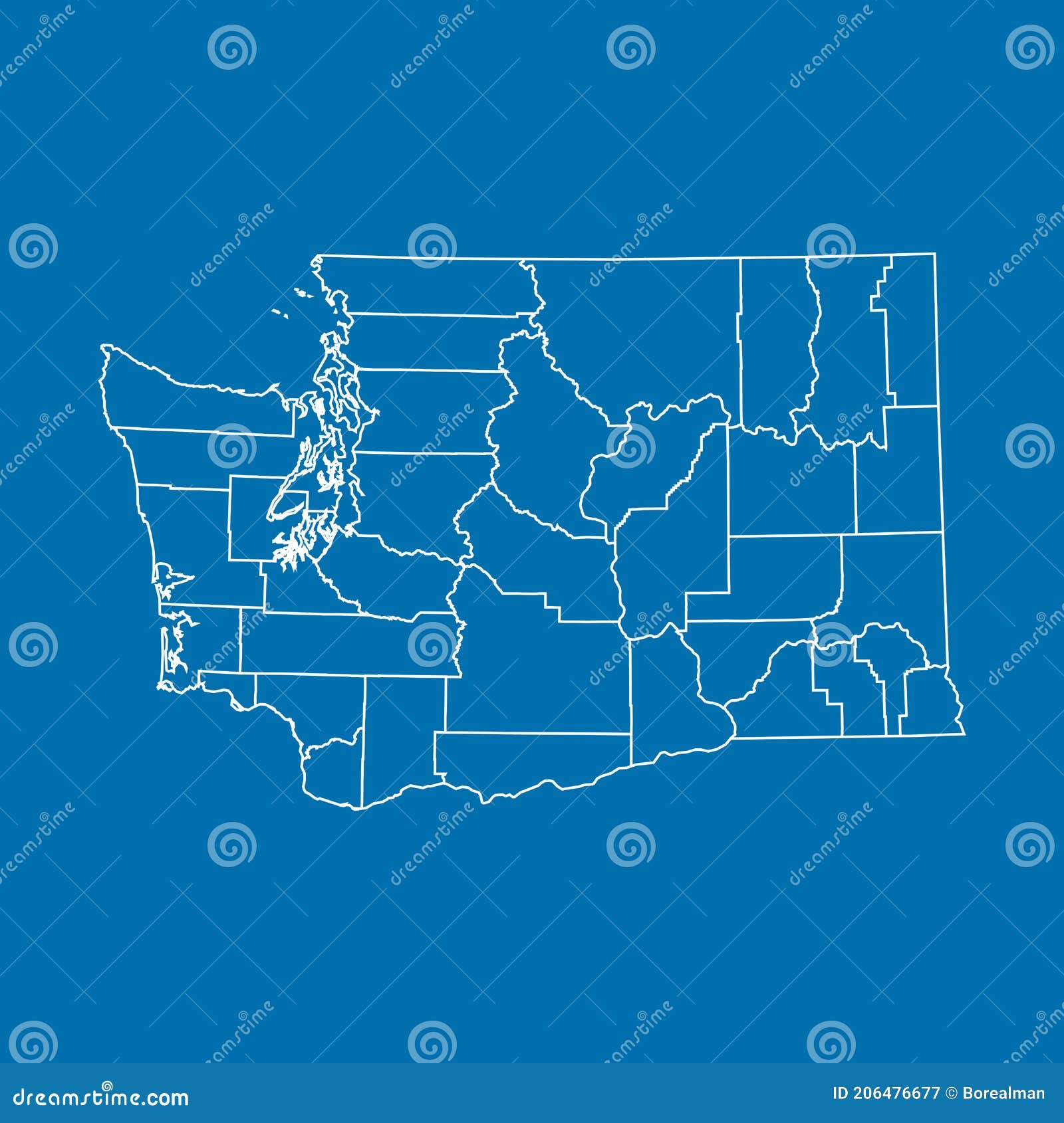 Map of the Washington stock vector. Illustration of federal - 206476677