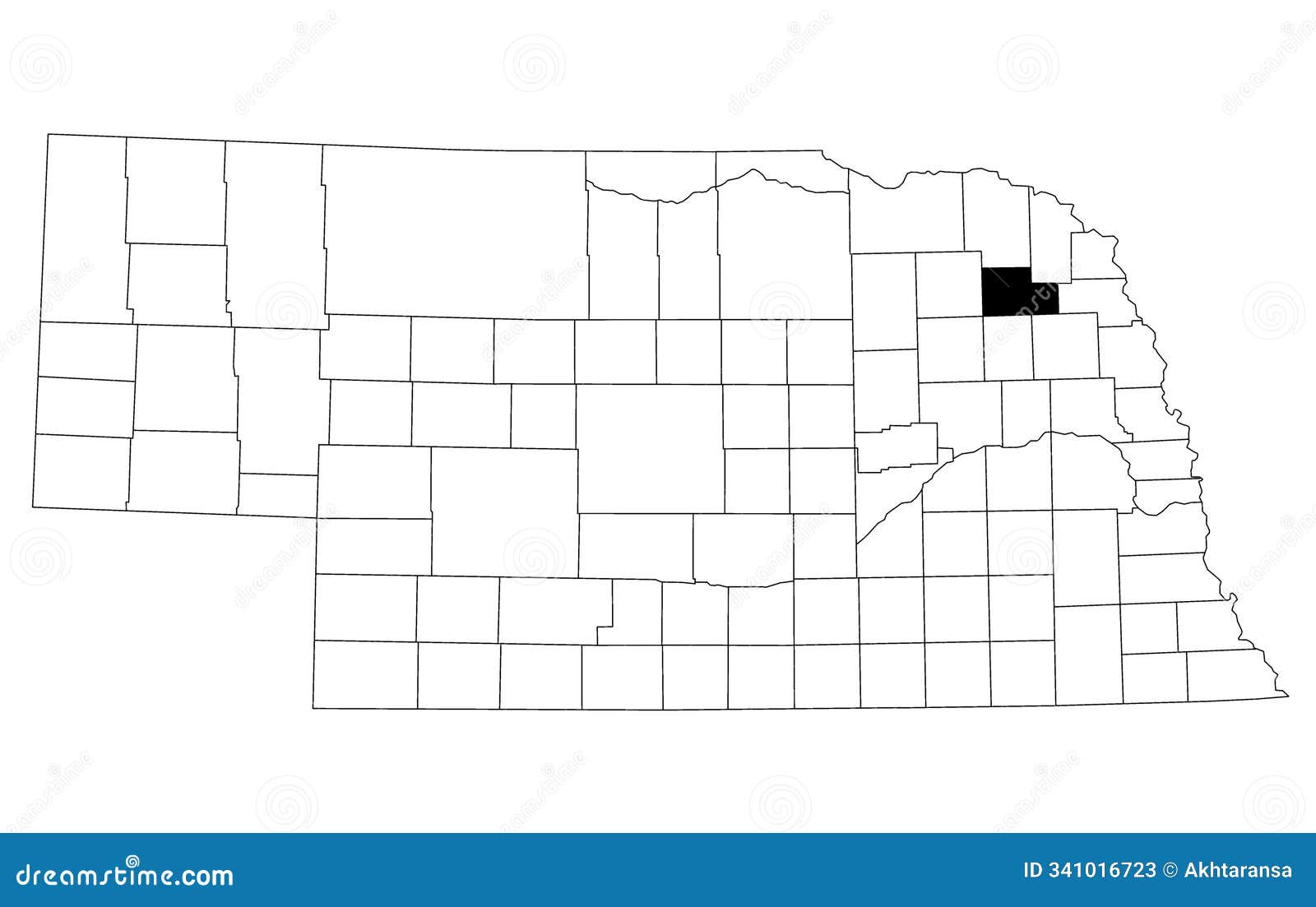 Map Of Wayne County In Nebraska State On White Background. Single ...