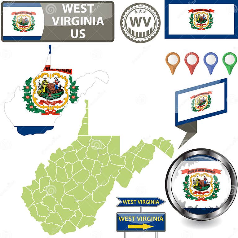 Map of West Virginia, US stock vector. Illustration of administrative ...