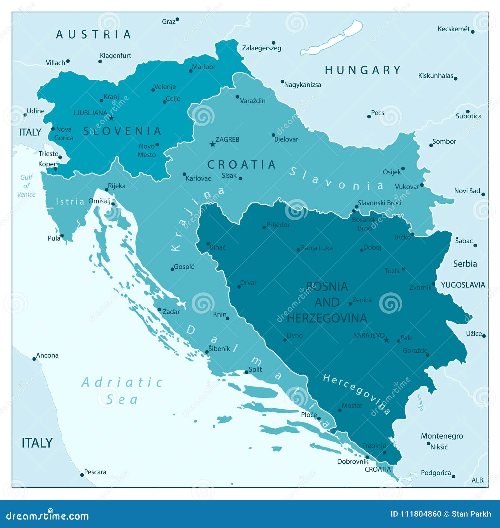 Map Of The Western Balkans Retro Colors Cartoon Vector | CartoonDealer ...