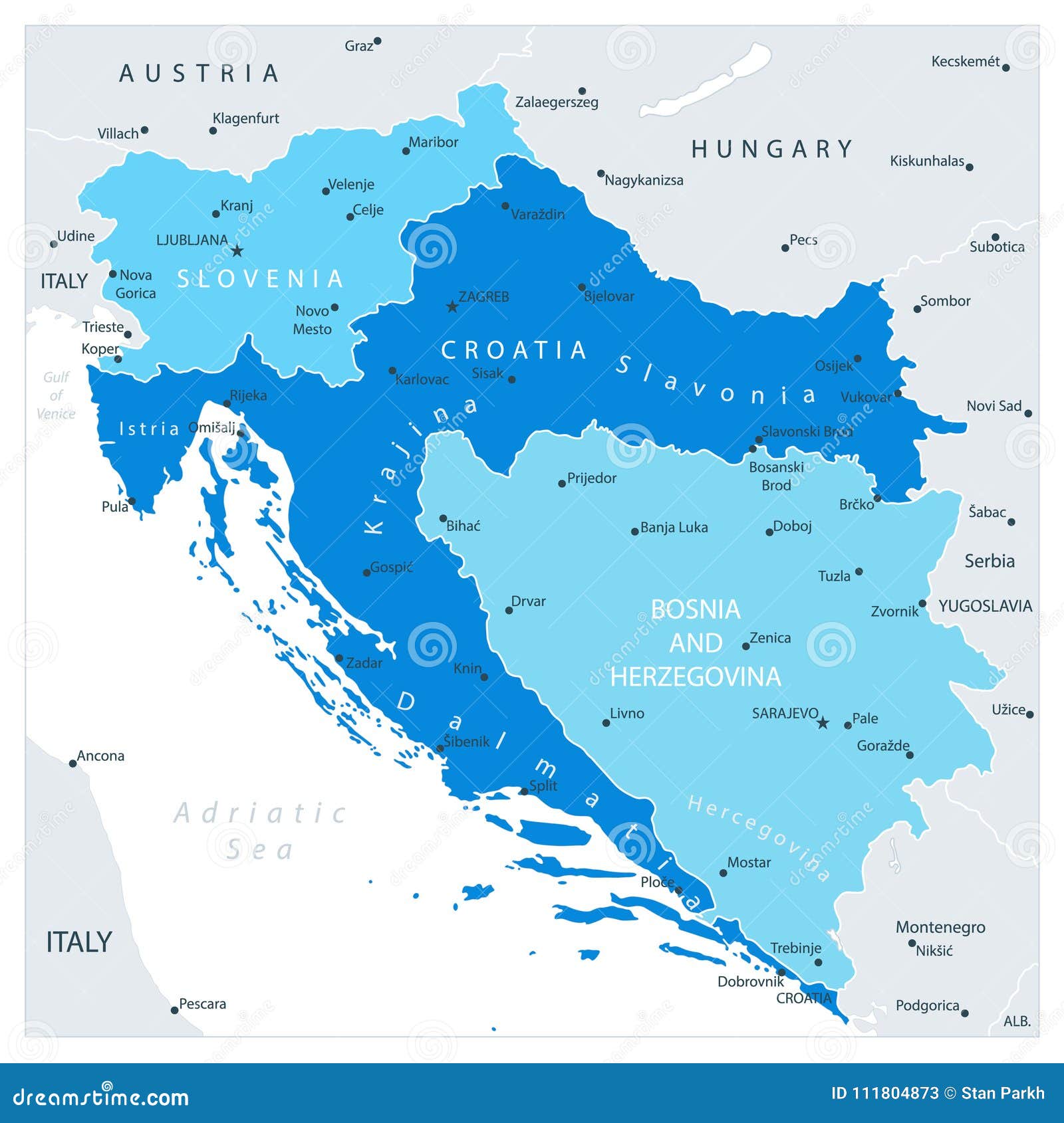Western Balkans Map And Infographics Design Elements. On White Vector ...