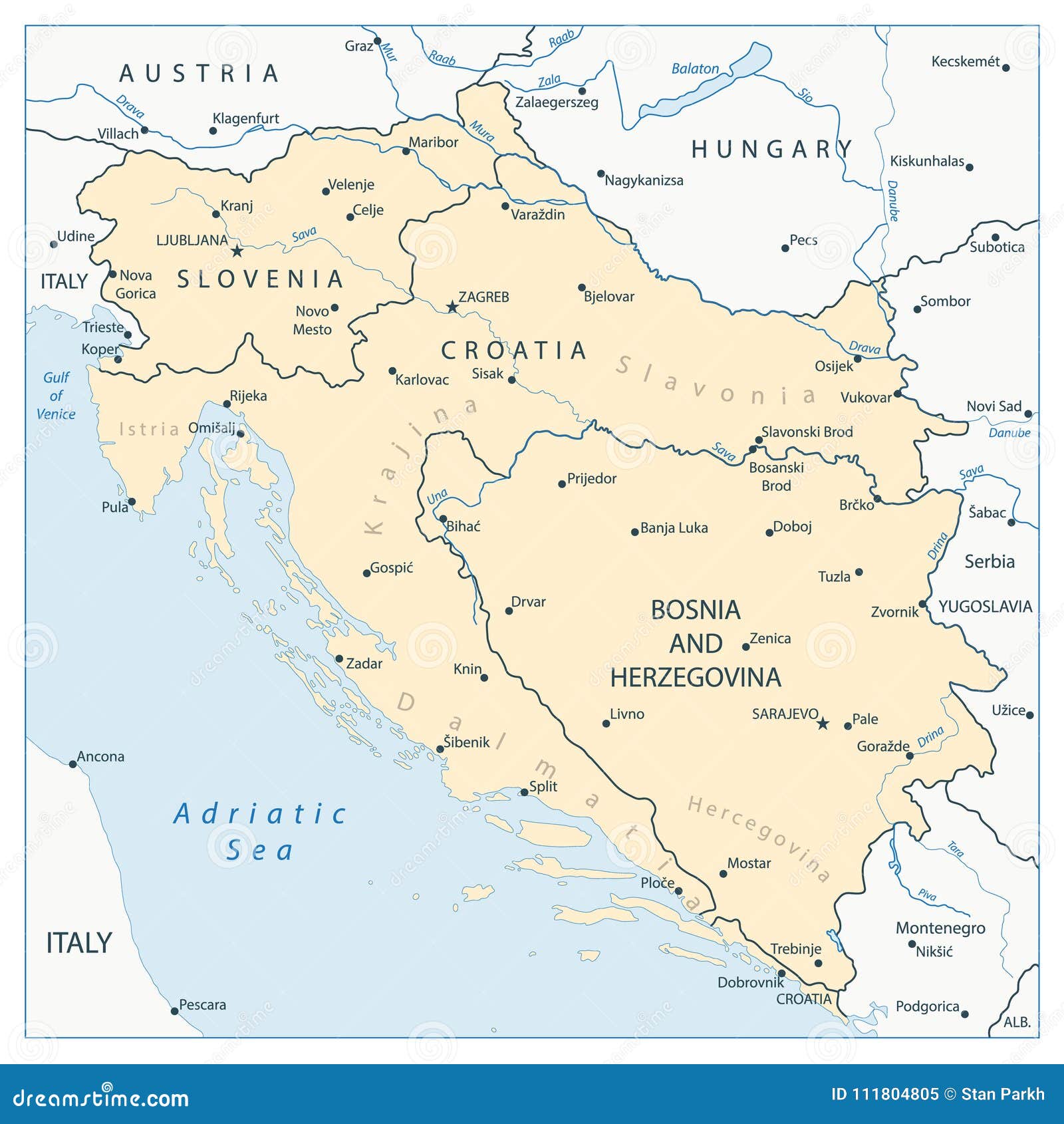 Map of the Western Balkans stock vector. Illustration of austria ...