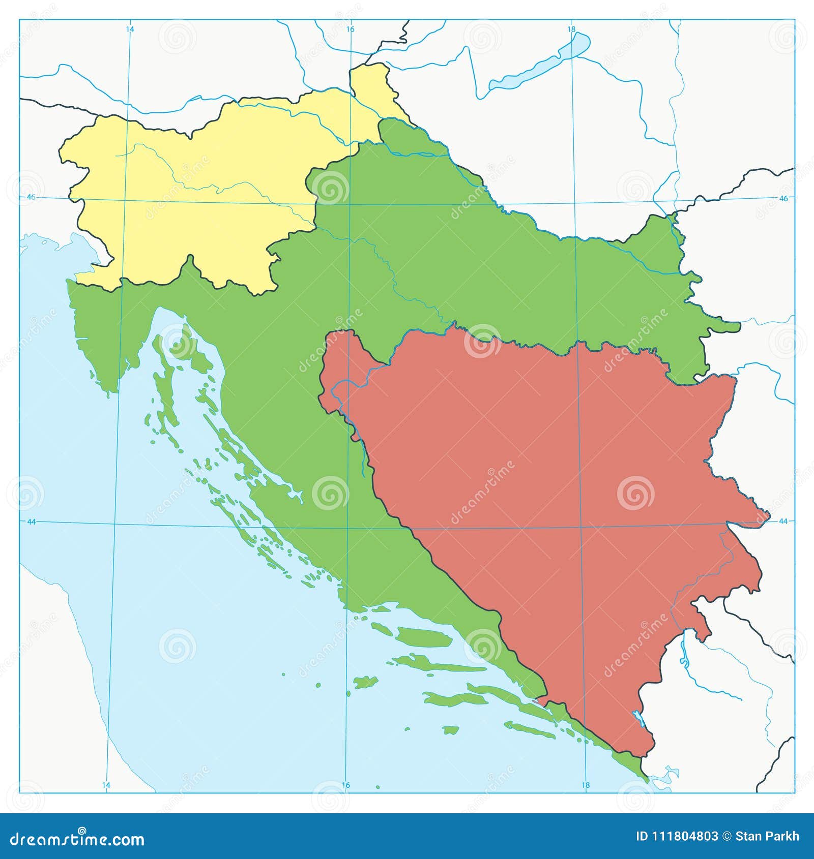 Map Of The Western Balkans Retro Colors Cartoon Vector | CartoonDealer ...
