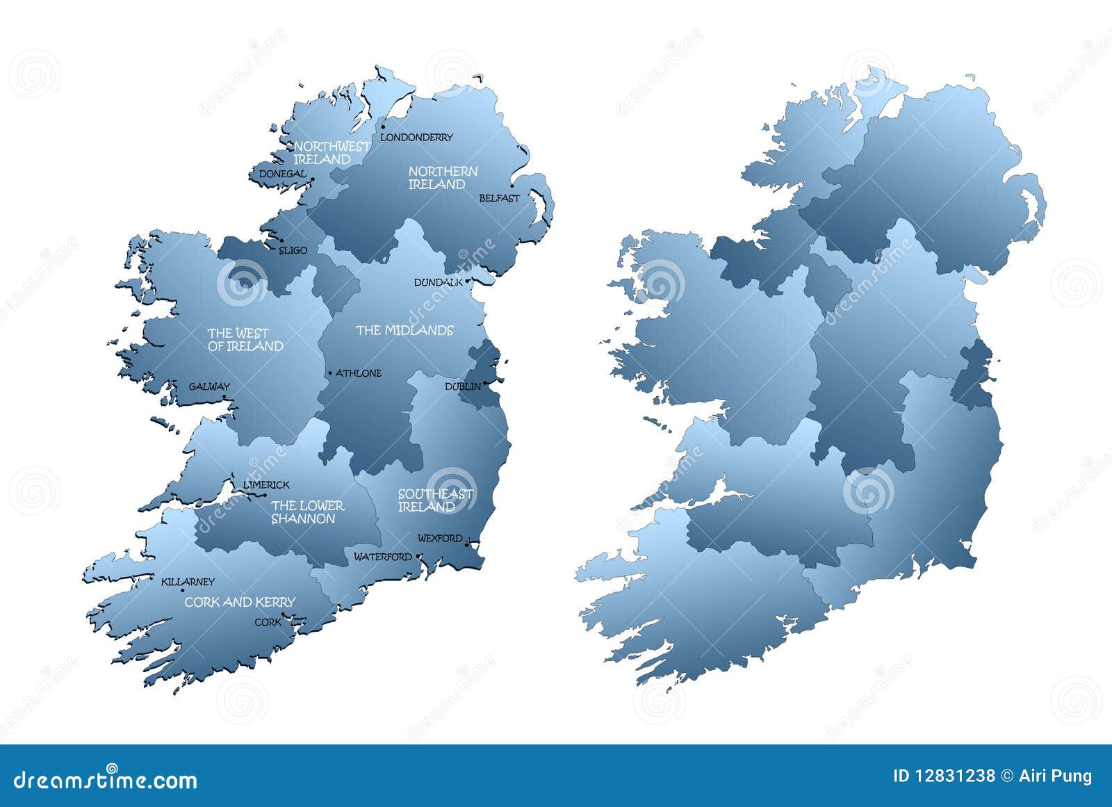 Map of the Whole Ireland with Regions Stock Illustration - Illustration ...