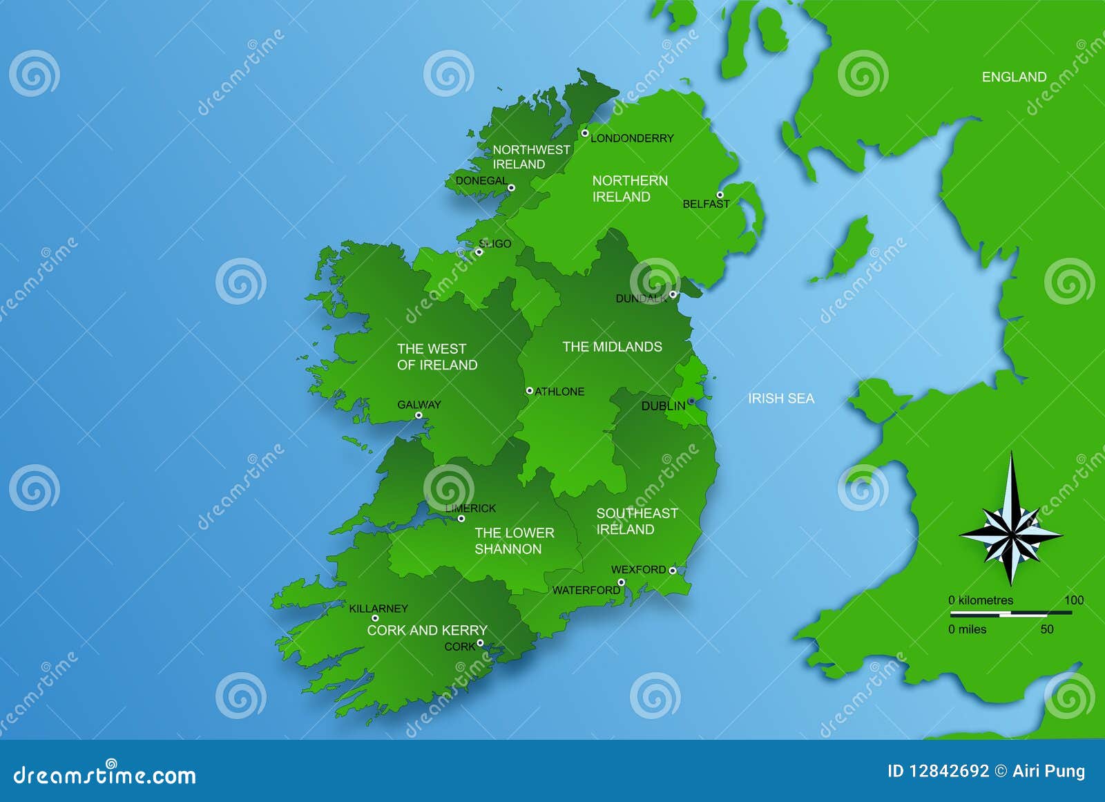 Map Of The Whole Ireland With Regions Royalty-Free Cartoon ...