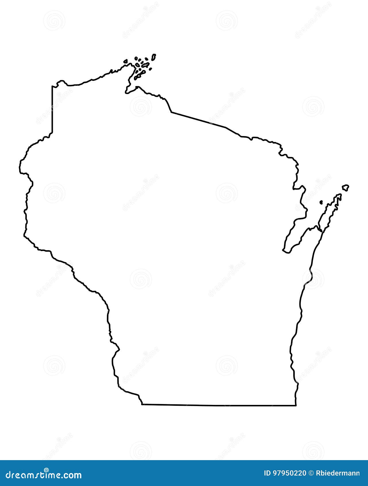 Map of Wisconsin stock vector. Illustration of geography - 97950220