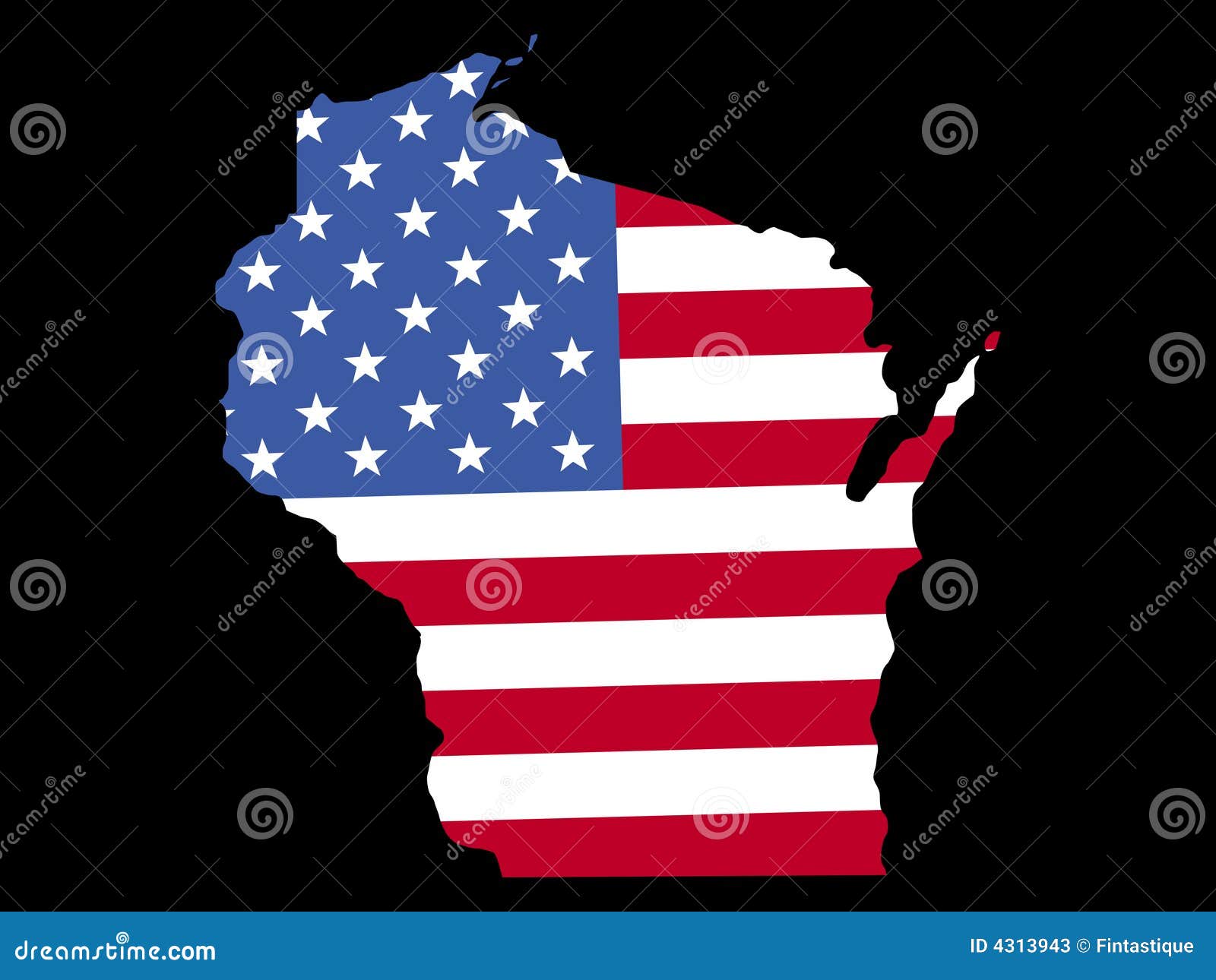 Map of Wisconsin with flag stock vector. Illustration of atlas - 4313943
