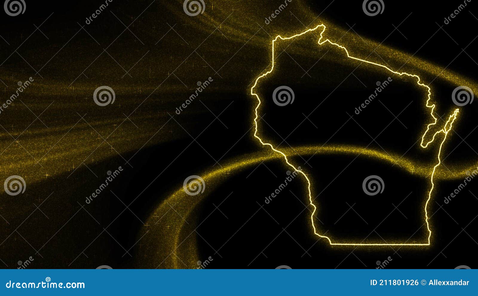 Map Of Wisconsin, Gold Glitter Map Stock Photo | CartoonDealer.com ...