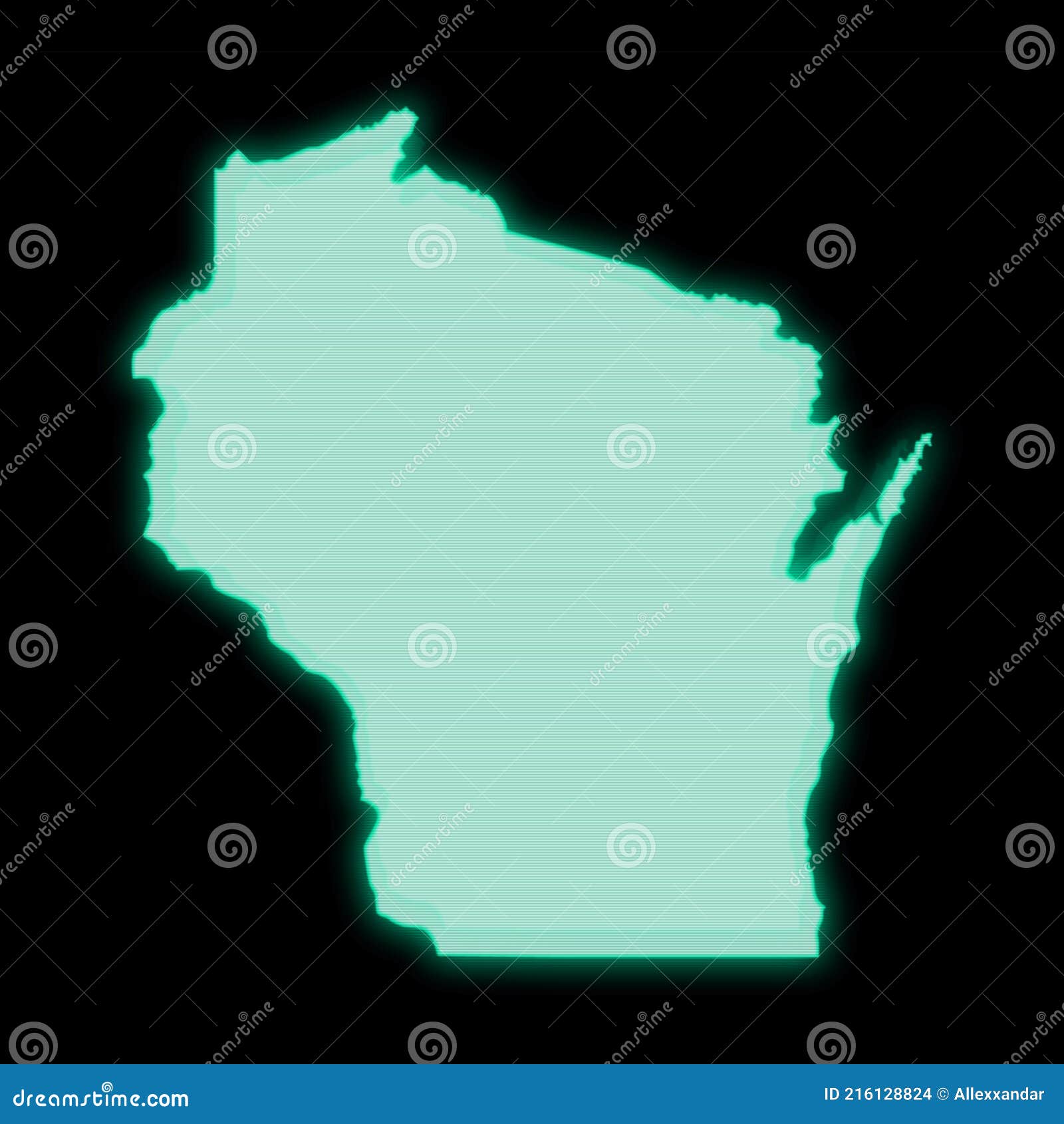 Map of Wisconsin, Old Green Computer Terminal Screen Stock Photo ...