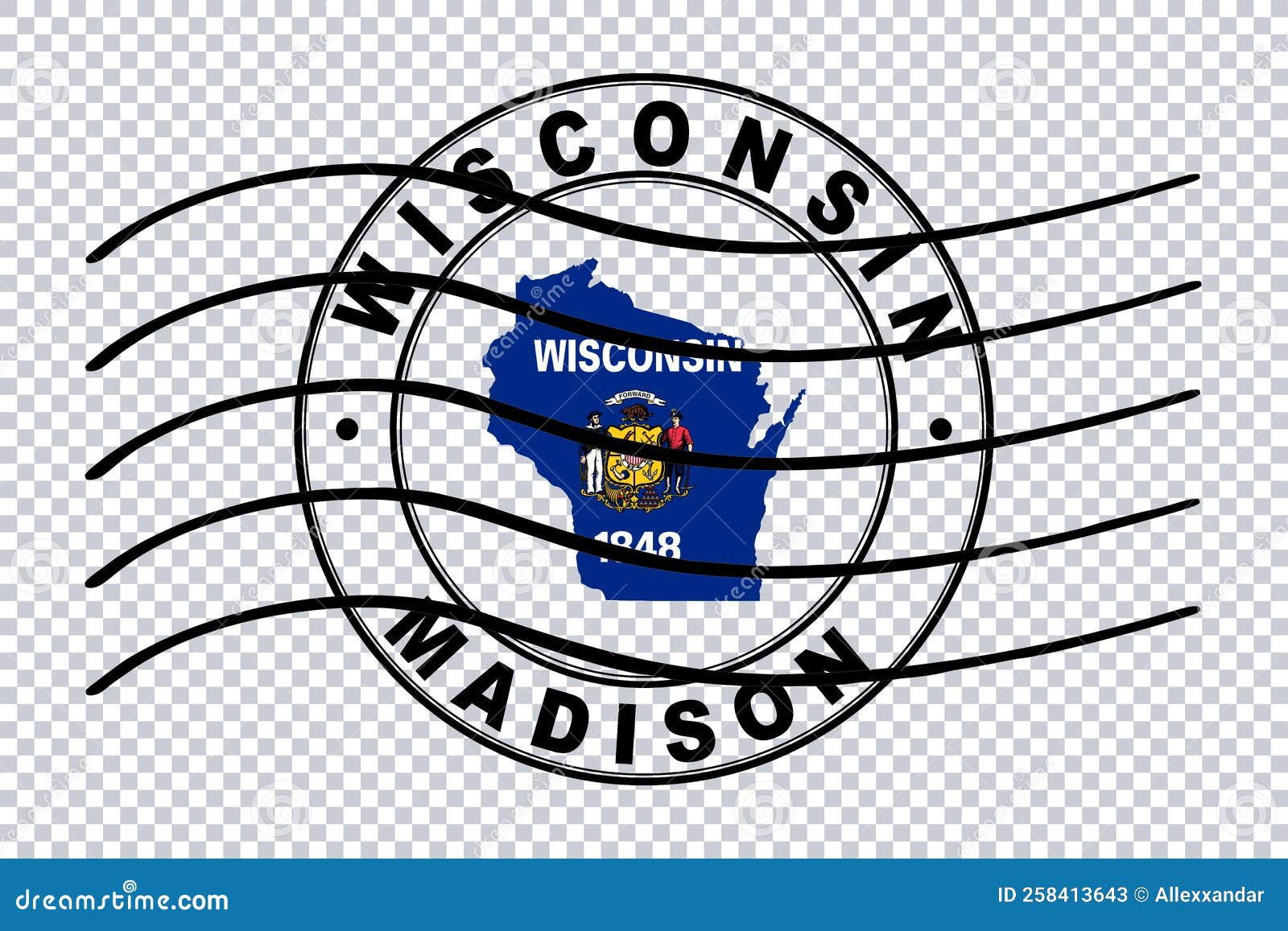 Map of Wisconsin, Postal Passport Stamp, Travel Stamp Stock ...