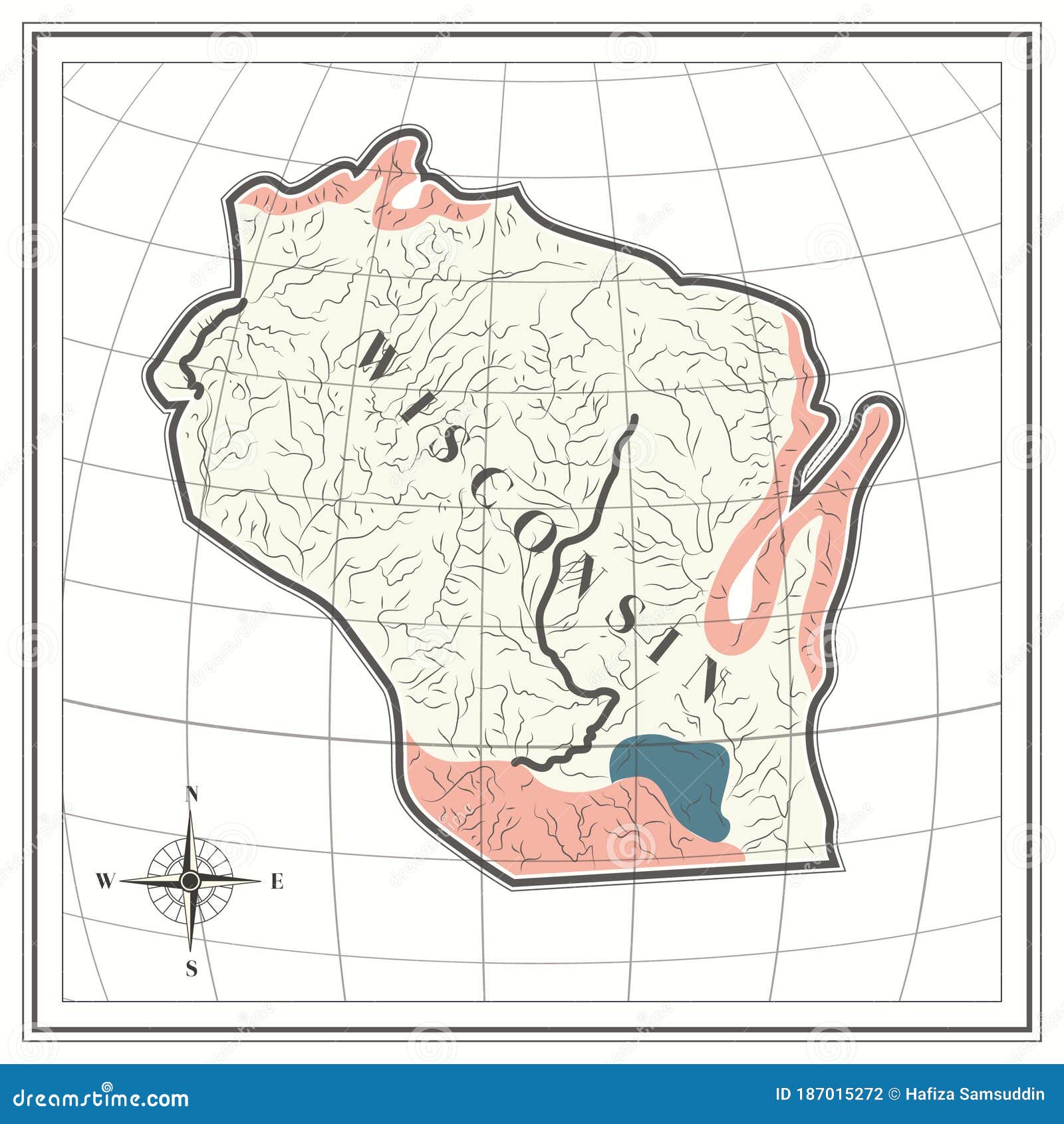 Map of Wisconsin State. Vector Illustration Decorative Design Stock ...