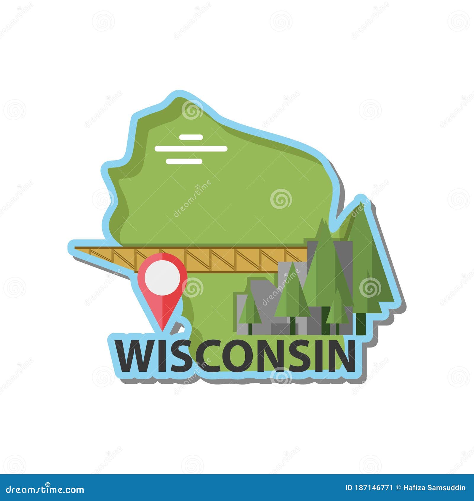 Map of Wisconsin State. Vector Illustration Decorative Design Stock ...