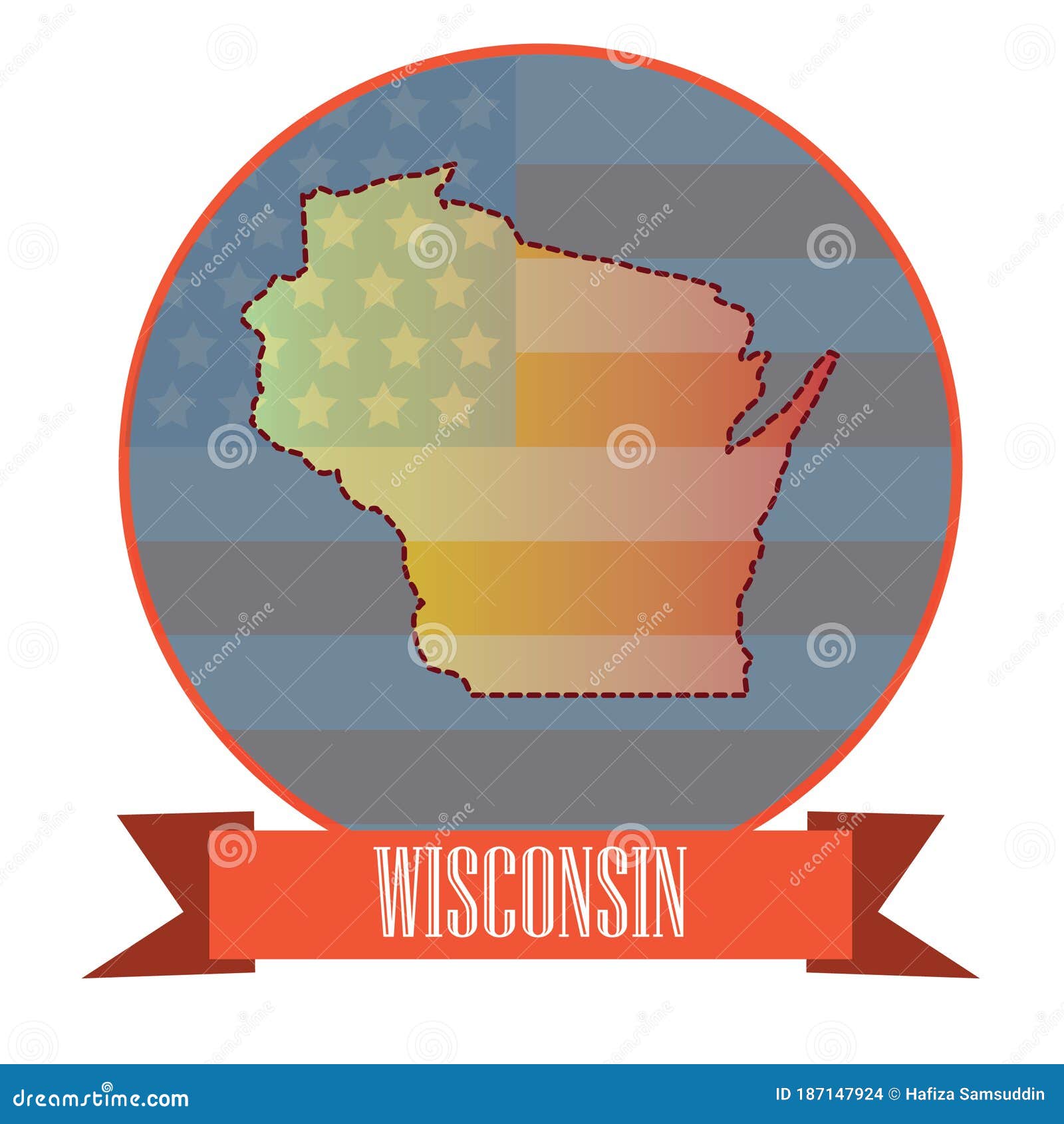 Map of Wisconsin State. Vector Illustration Decorative Design Stock ...