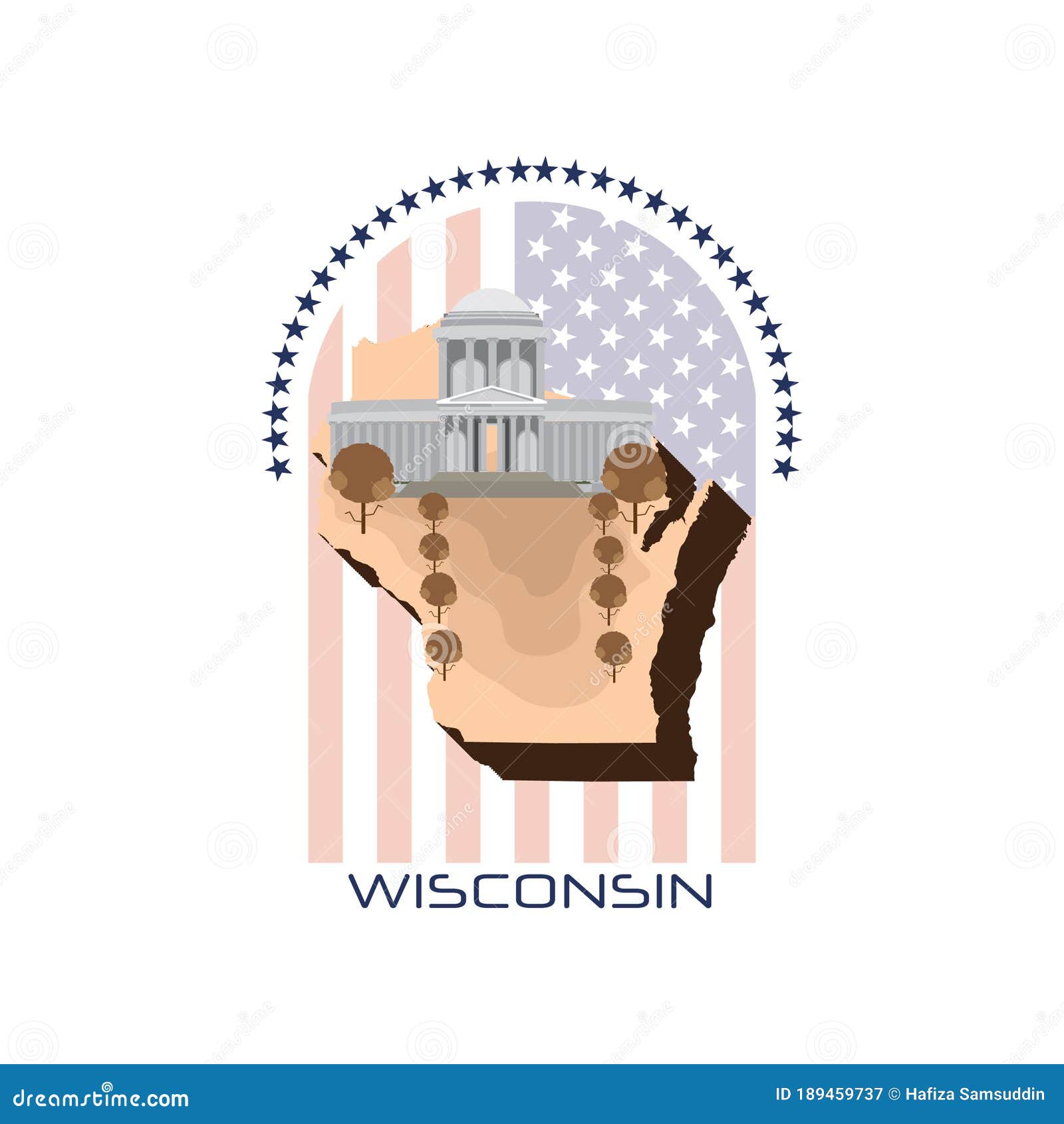 Map of Wisconsin State. Vector Illustration Decorative Design Stock ...
