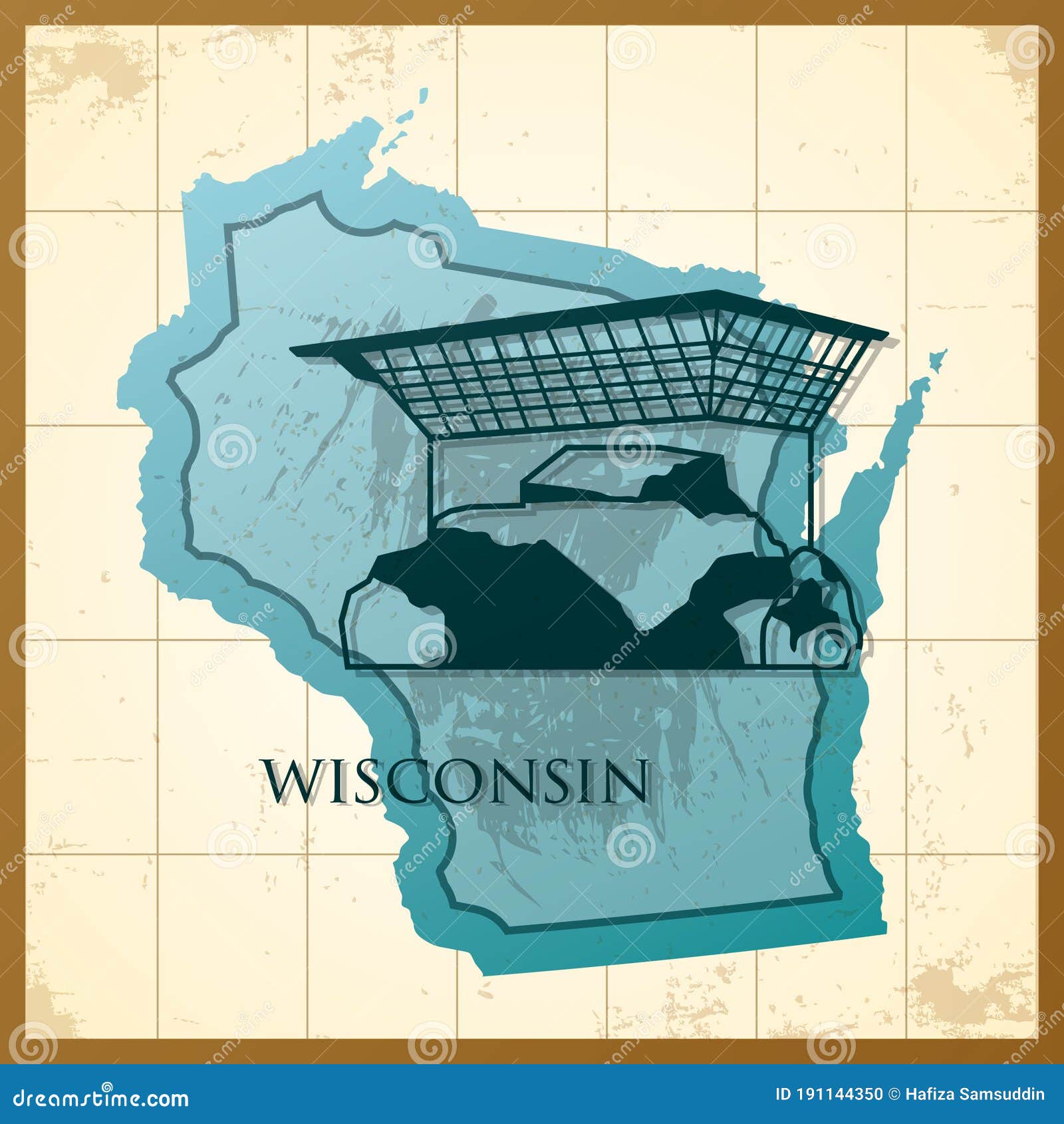 Map of Wisconsin State. Vector Illustration Decorative Design Stock ...