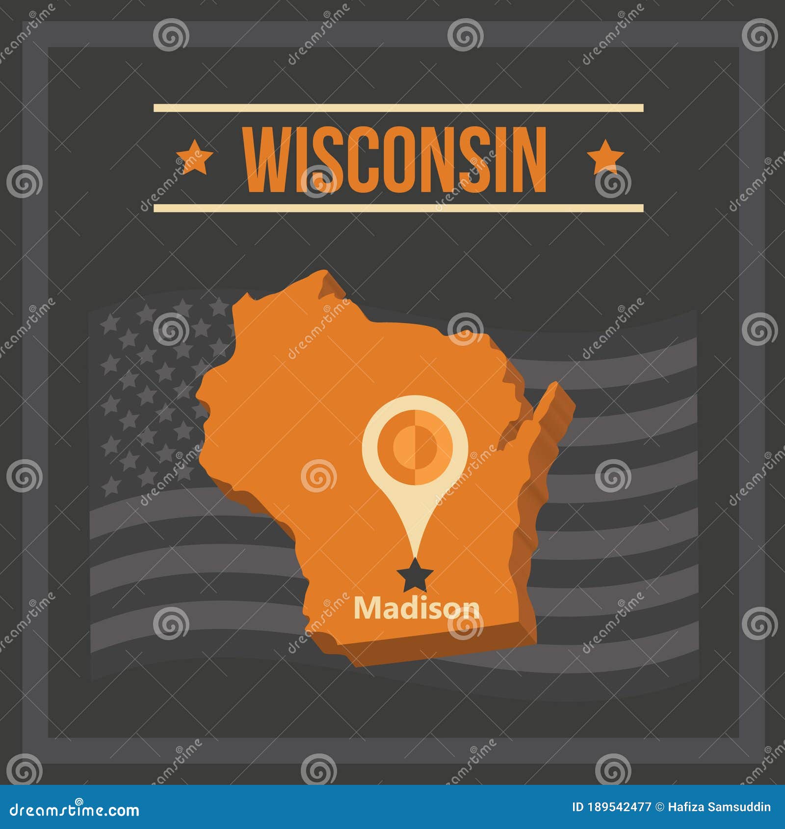 Map of Wisconsin State. Vector Illustration Decorative Design Stock ...