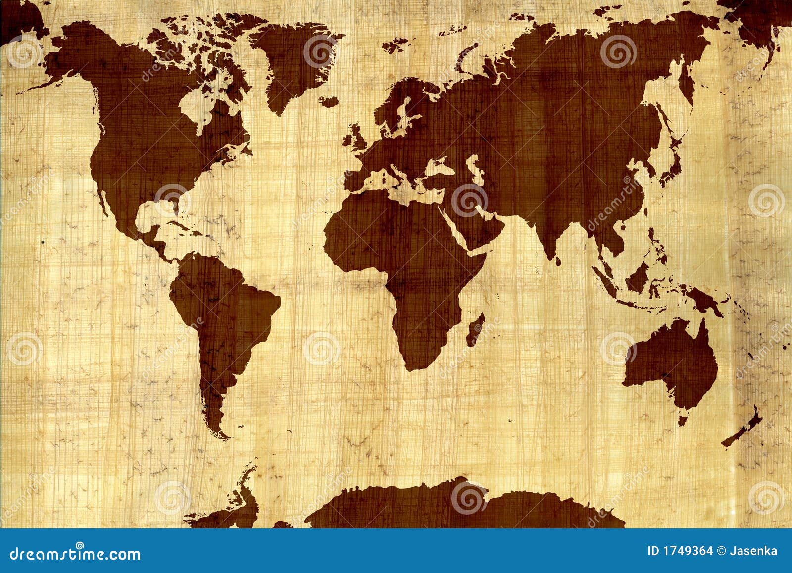 World Map On Old Papyrus Paper Vector Illustration | CartoonDealer.com ...