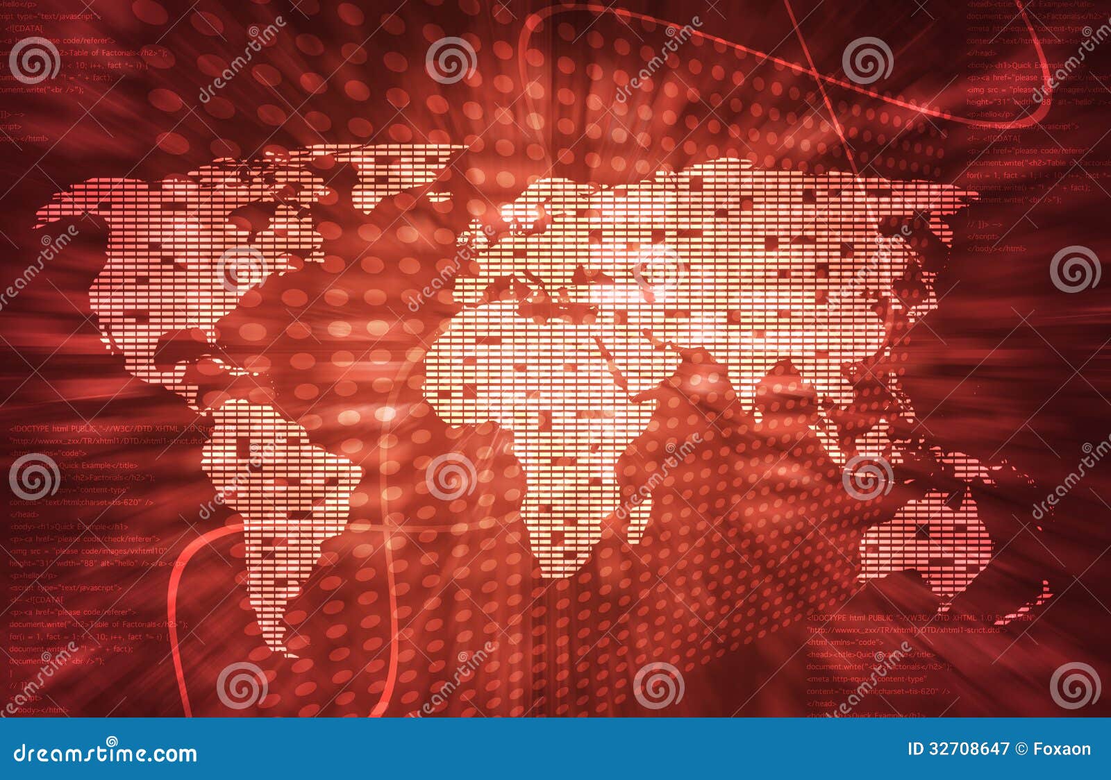 Map of the World on Abstract Red Background Stock Illustration ...