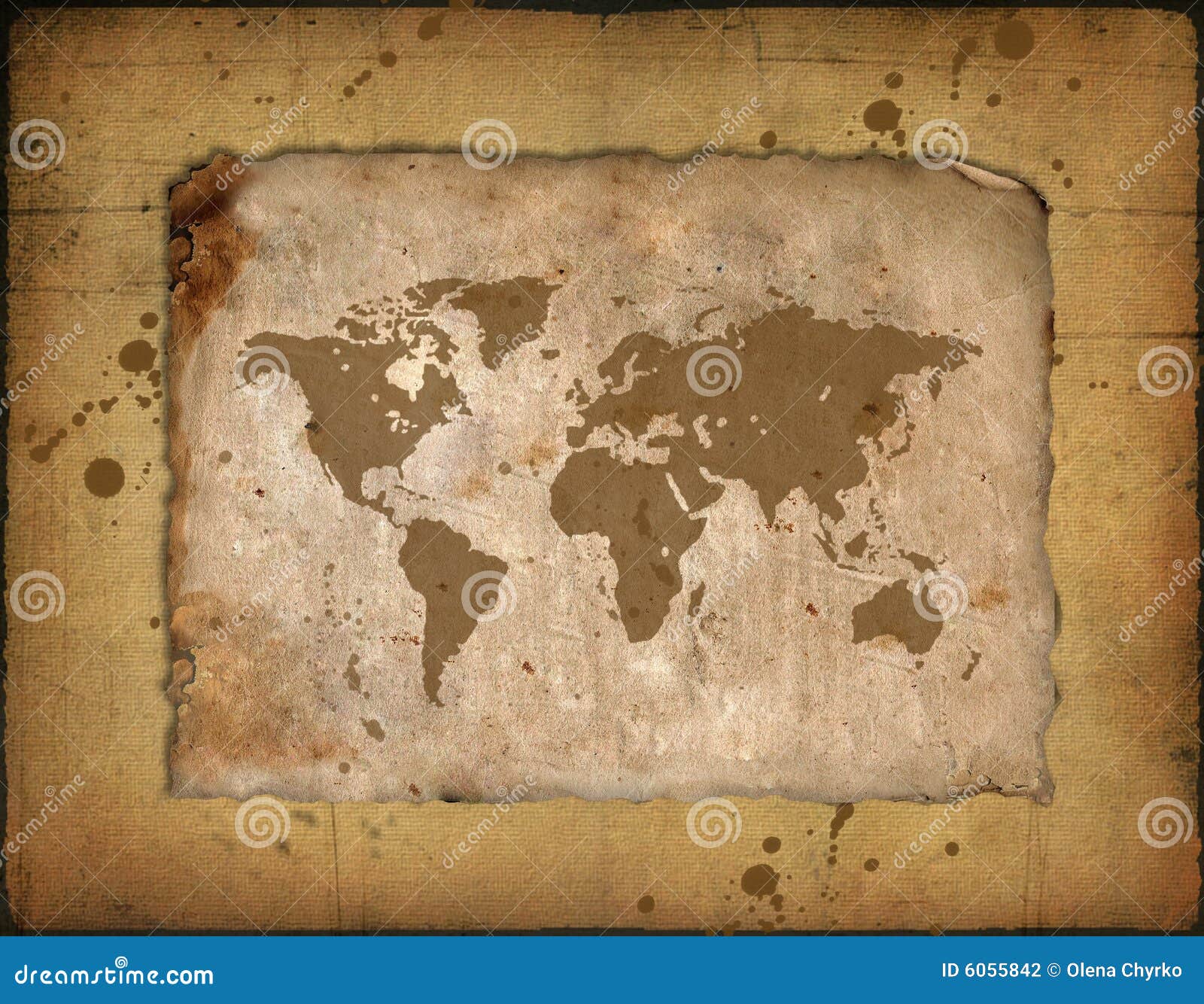 Map of the World on an Ancient Roll Stock Illustration - Illustration ...