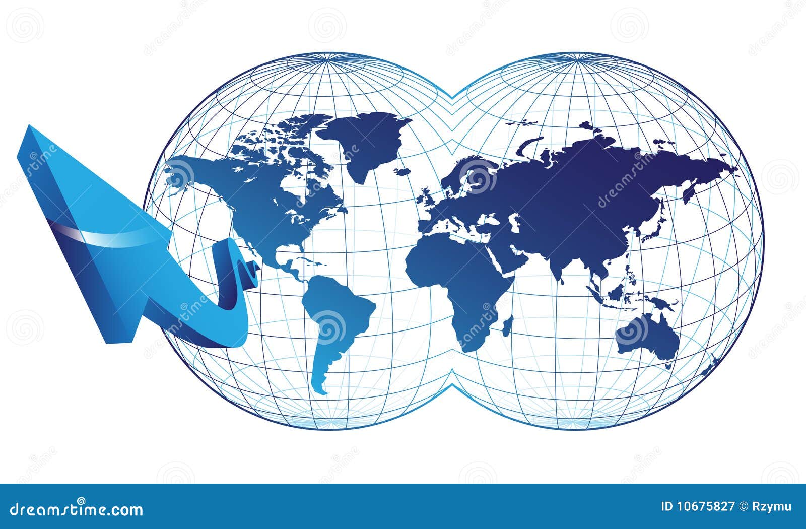 Map of the world and arrow stock vector. Illustration of atlas - 10675827