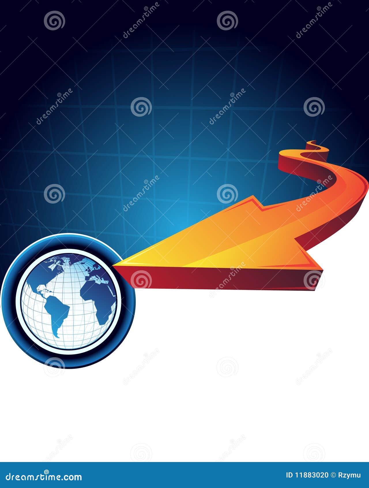 Map of the world and arrow stock vector. Illustration of letterhead ...