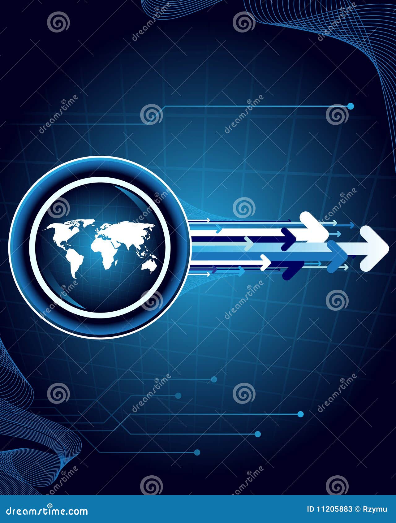 Map of the World and Arrows Stock Vector - Illustration of design, clip ...