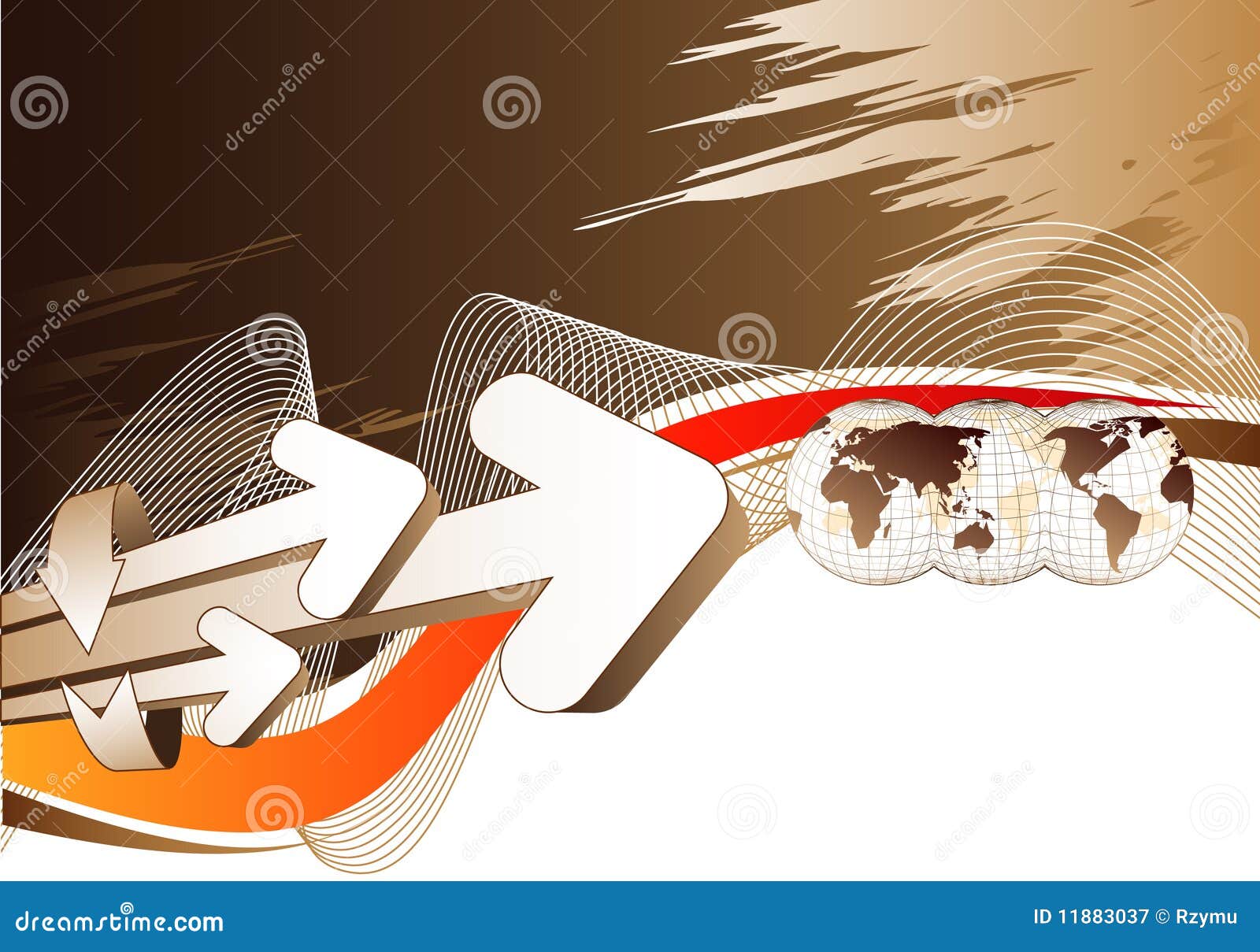 Map of the World and Arrows Stock Vector - Illustration of circle ...