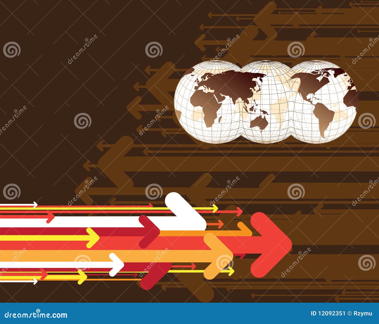 Map of the World and Arrows Stock Vector - Illustration of stream ...