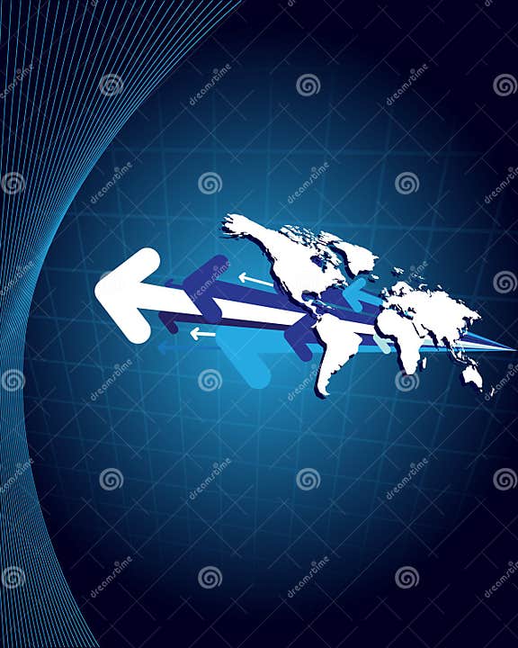 Map of the World and Arrows Stock Vector - Illustration of business ...
