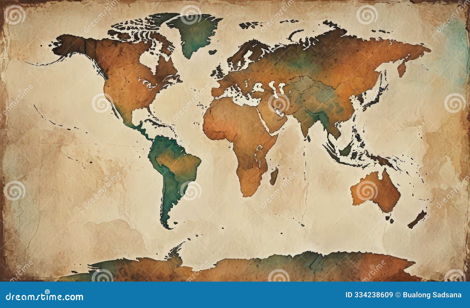 World Map - Brown Orange Hue Colored On Dark Background. High Detailed ...