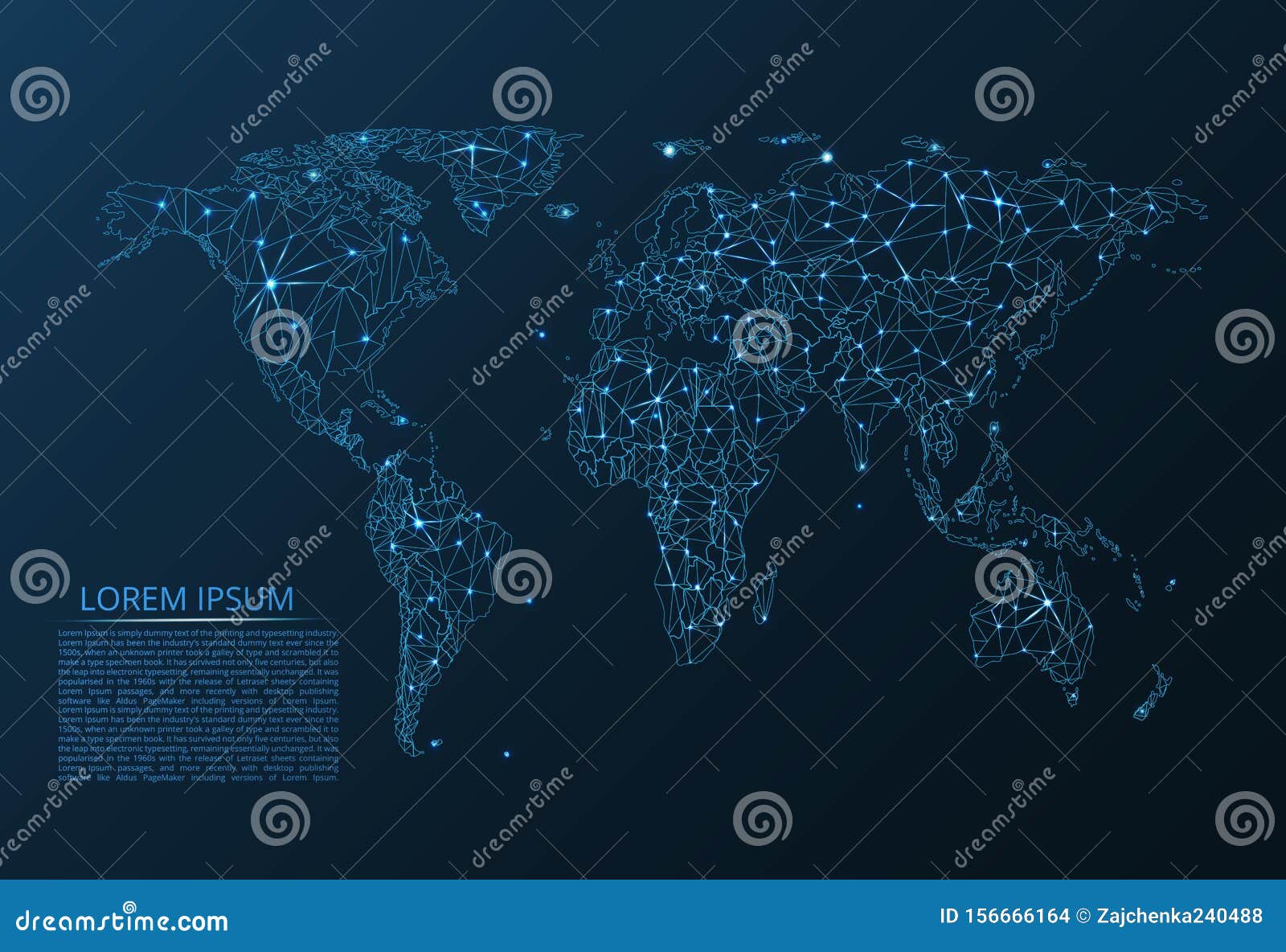 Map Of The World Communication Network. Vector Low-poly Image Of A ...