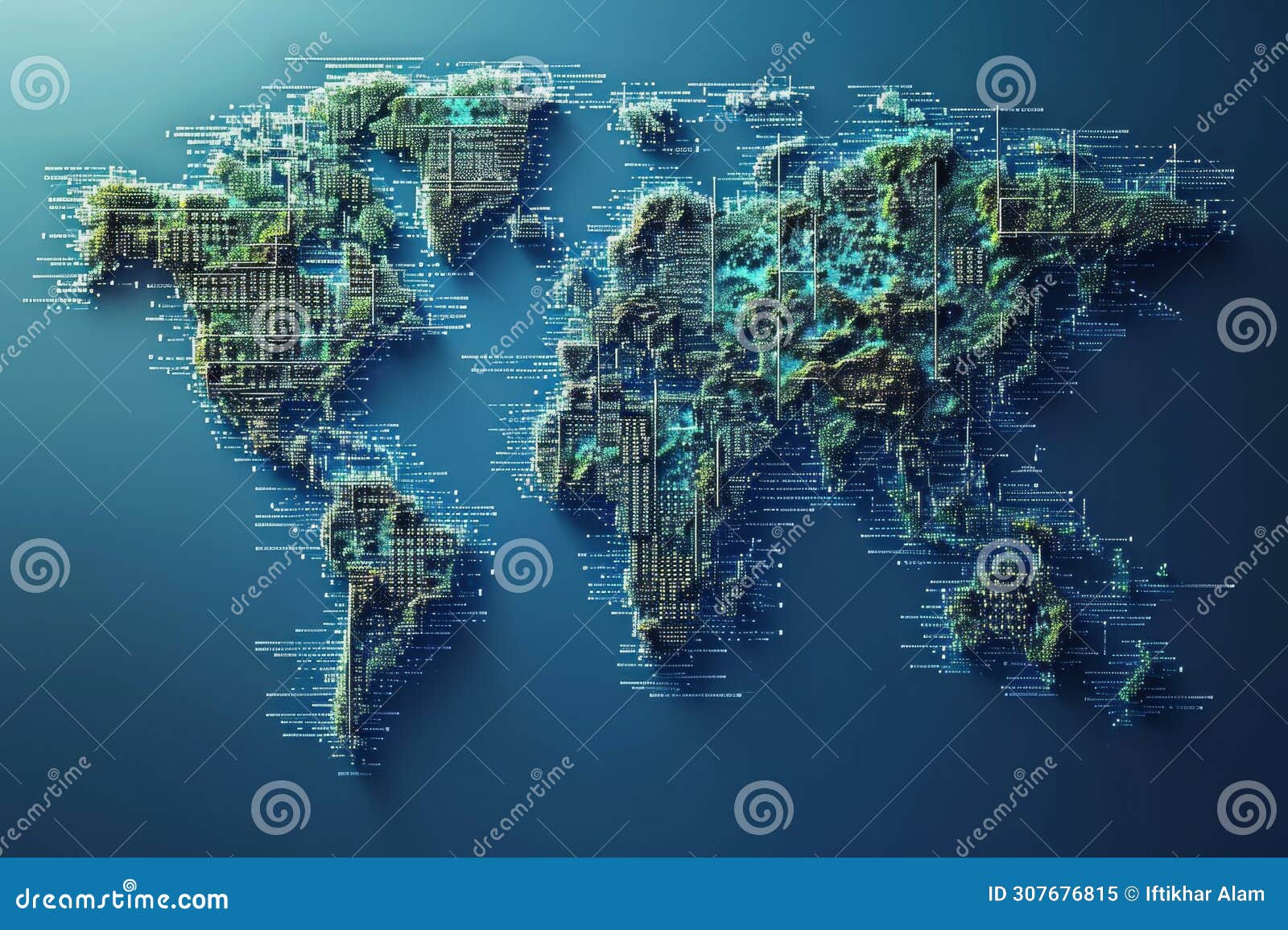 World Map Composed Of Financial Economic Network Connections And RMB ...