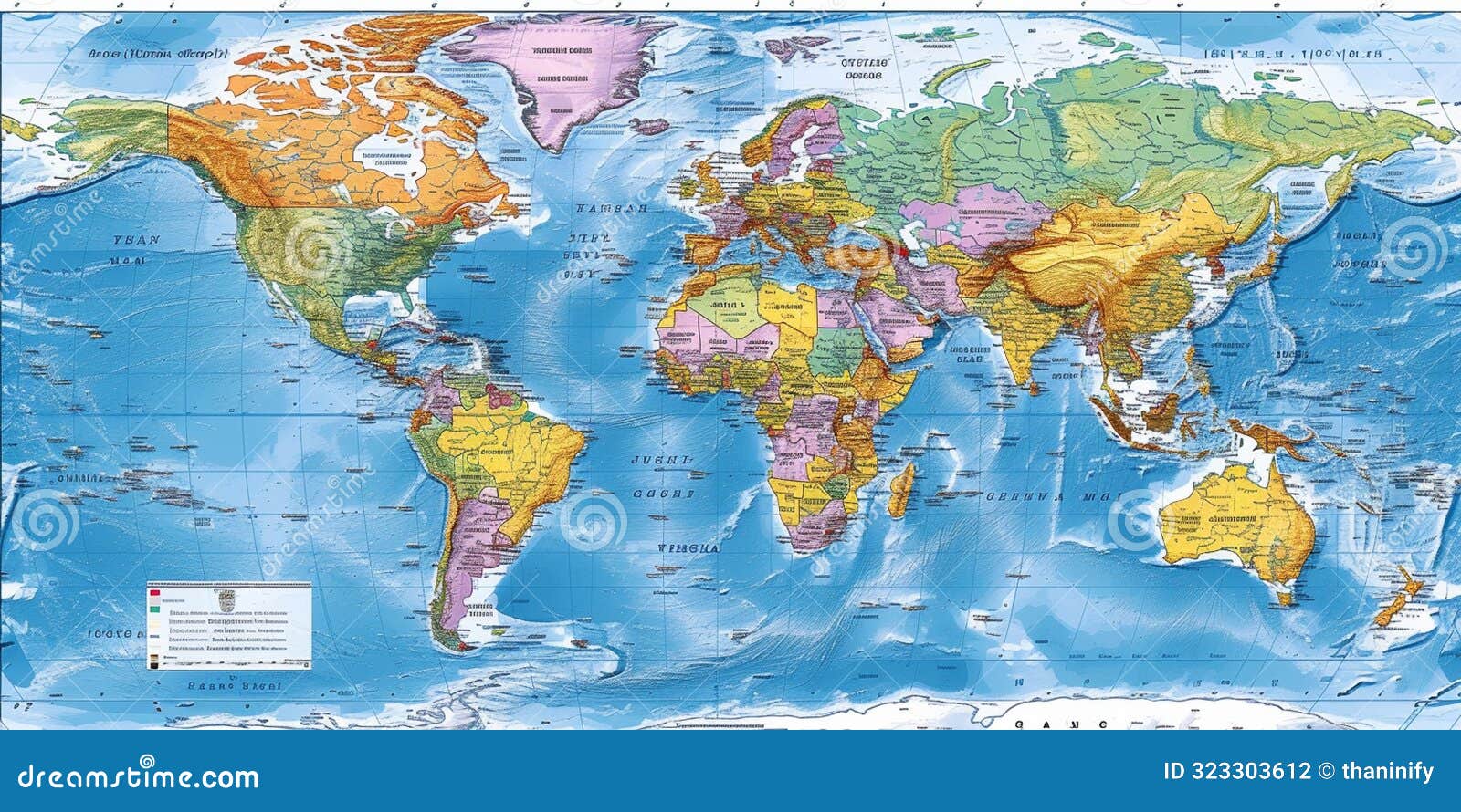 Map of the World with Countries and Major Rivers Stock Illustration ...